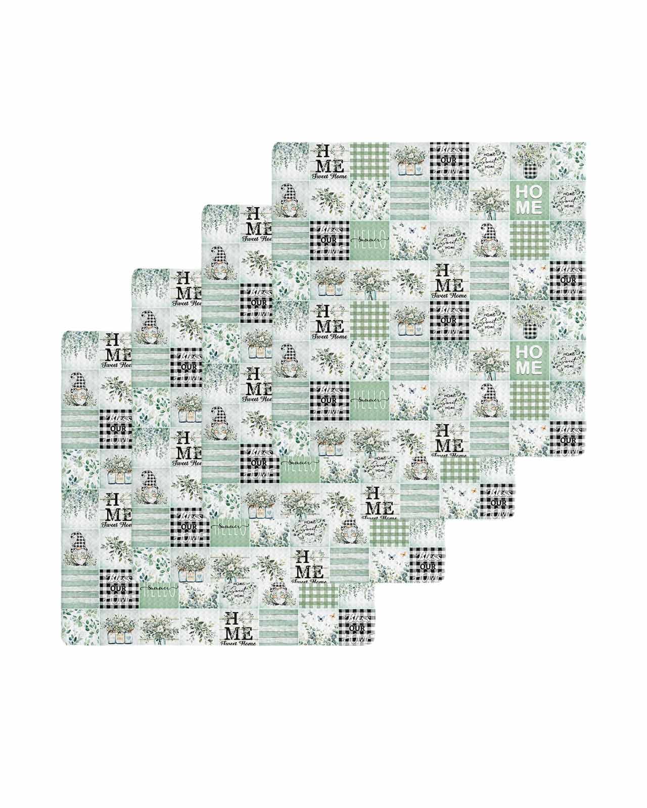 Sage Green Coastal Kitchen Dish Towels for Drying Dishes Set of 4, Turtle Nautical Anchor ...