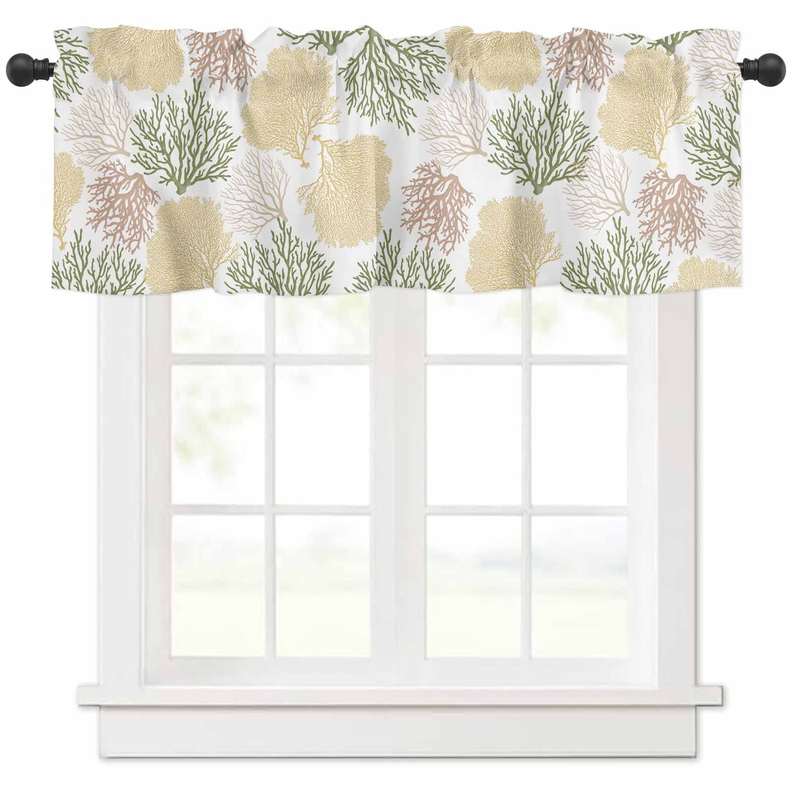 Sage Green Coastal Valances for Windows Farmhouse Kitchen Curtains ...