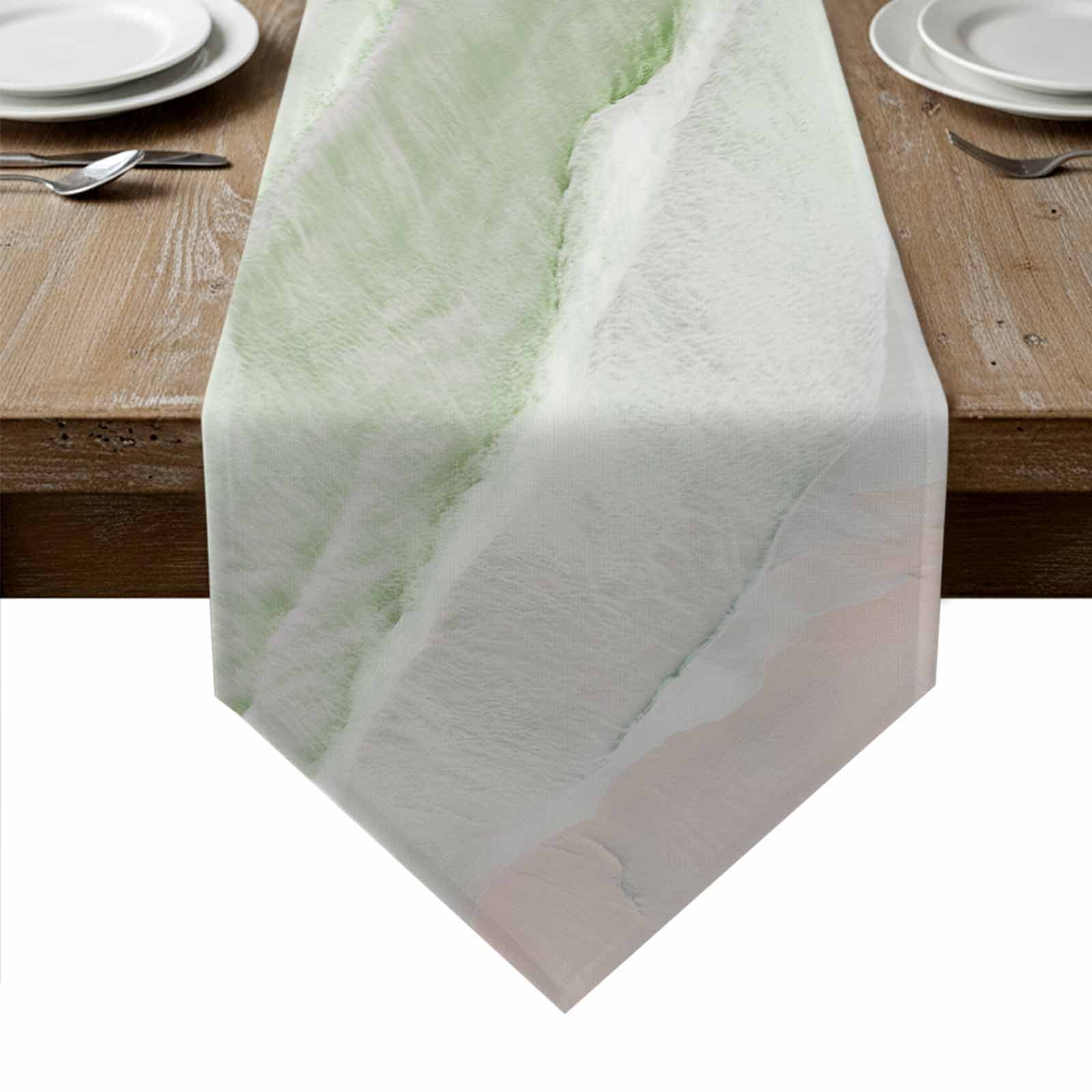 Sage Green Coastal Wave Table Runner Linen Burlap Table Runner 72 ...