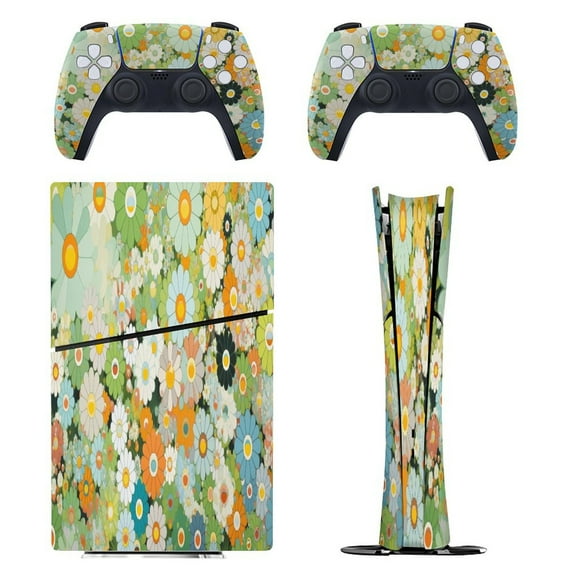 Sage Green Colorful Flower PS5/PS5 Pro/PS5 Slim Digital Disc Skin ...