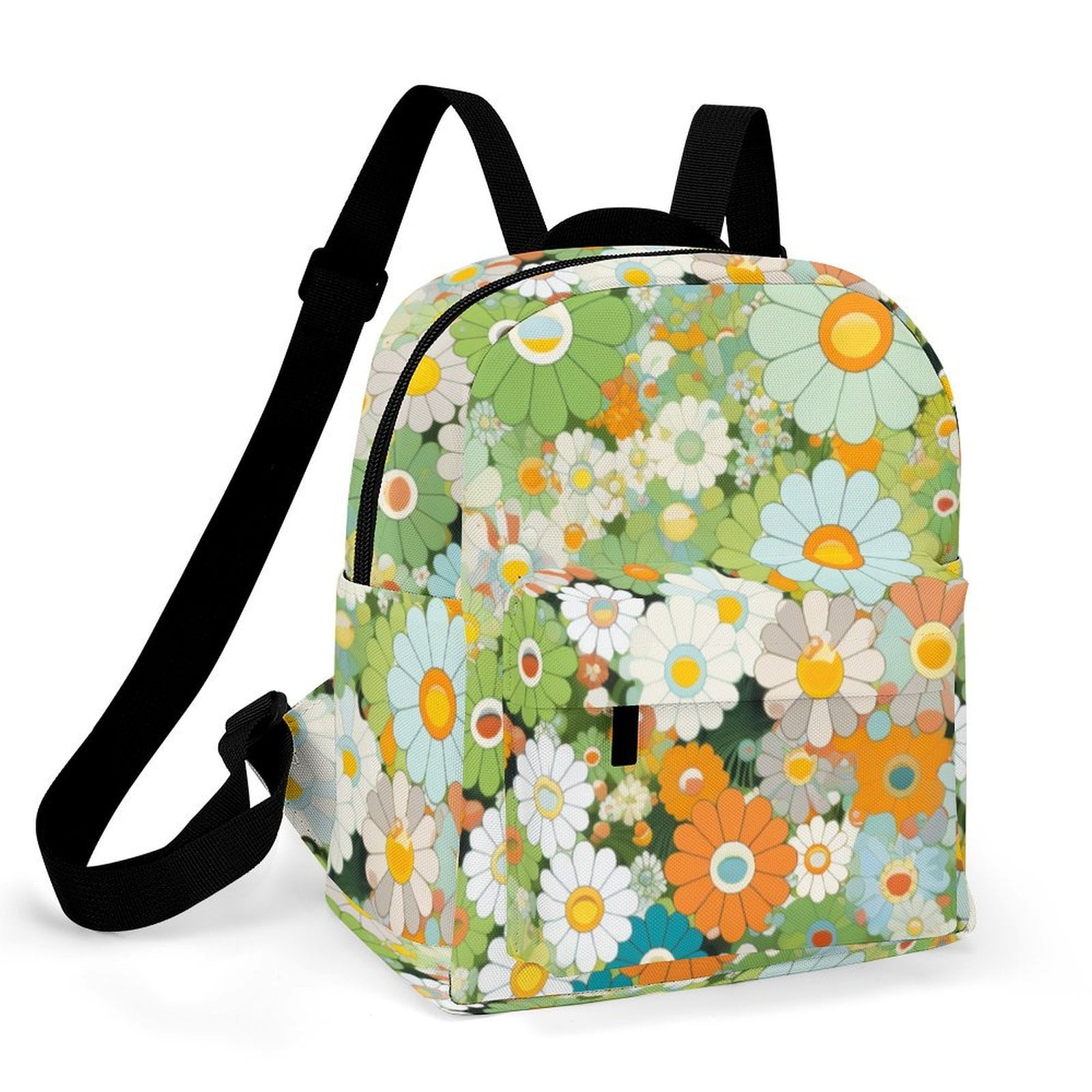 Sage Green Colorful Flower Small Backpack Cute Mini Backpacks For Woman ...