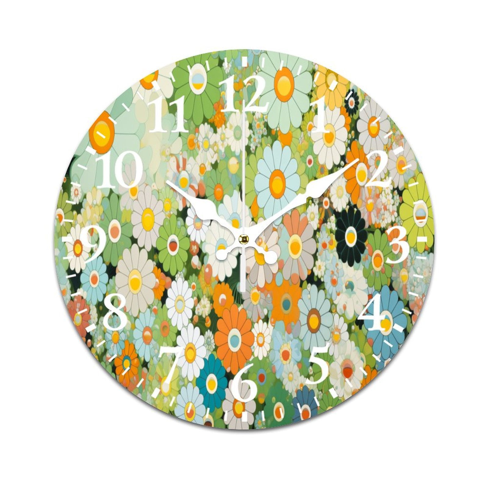 Sage Green Colorful Flower Wall Clock Modern Design Clocks Wall Hanging ...