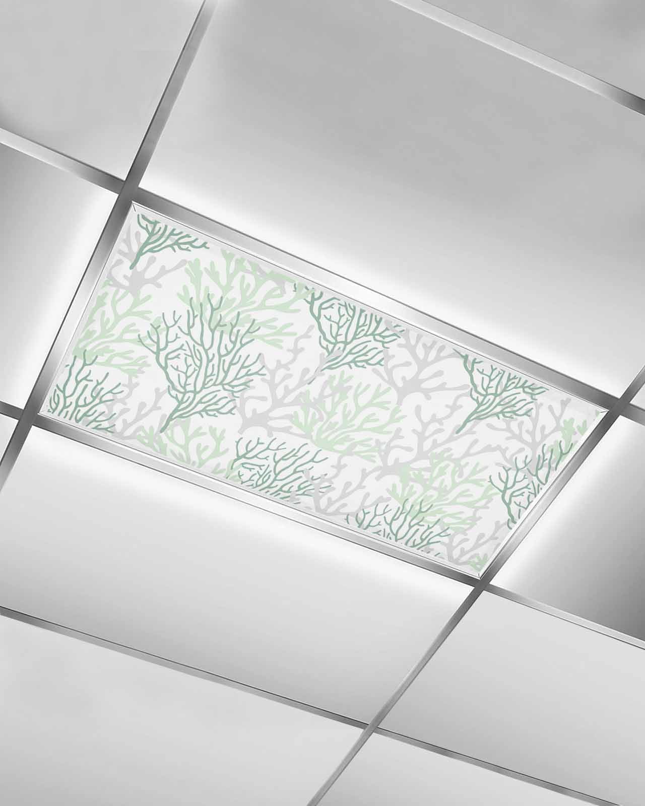Sage Green Coral Coastal Fluorescent Light Covers for Ceiling Lights ...