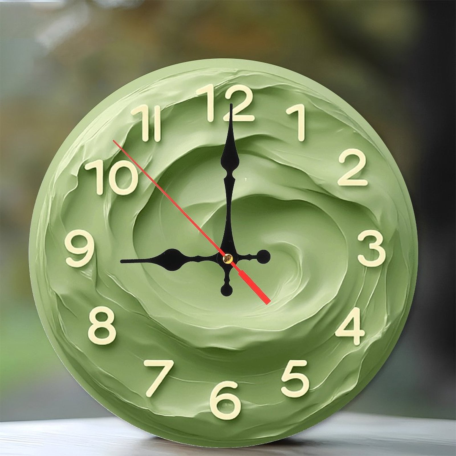 Sage Green Cream Clock Wall Decor 10-Inch Silent Wooden Wall Clock ...