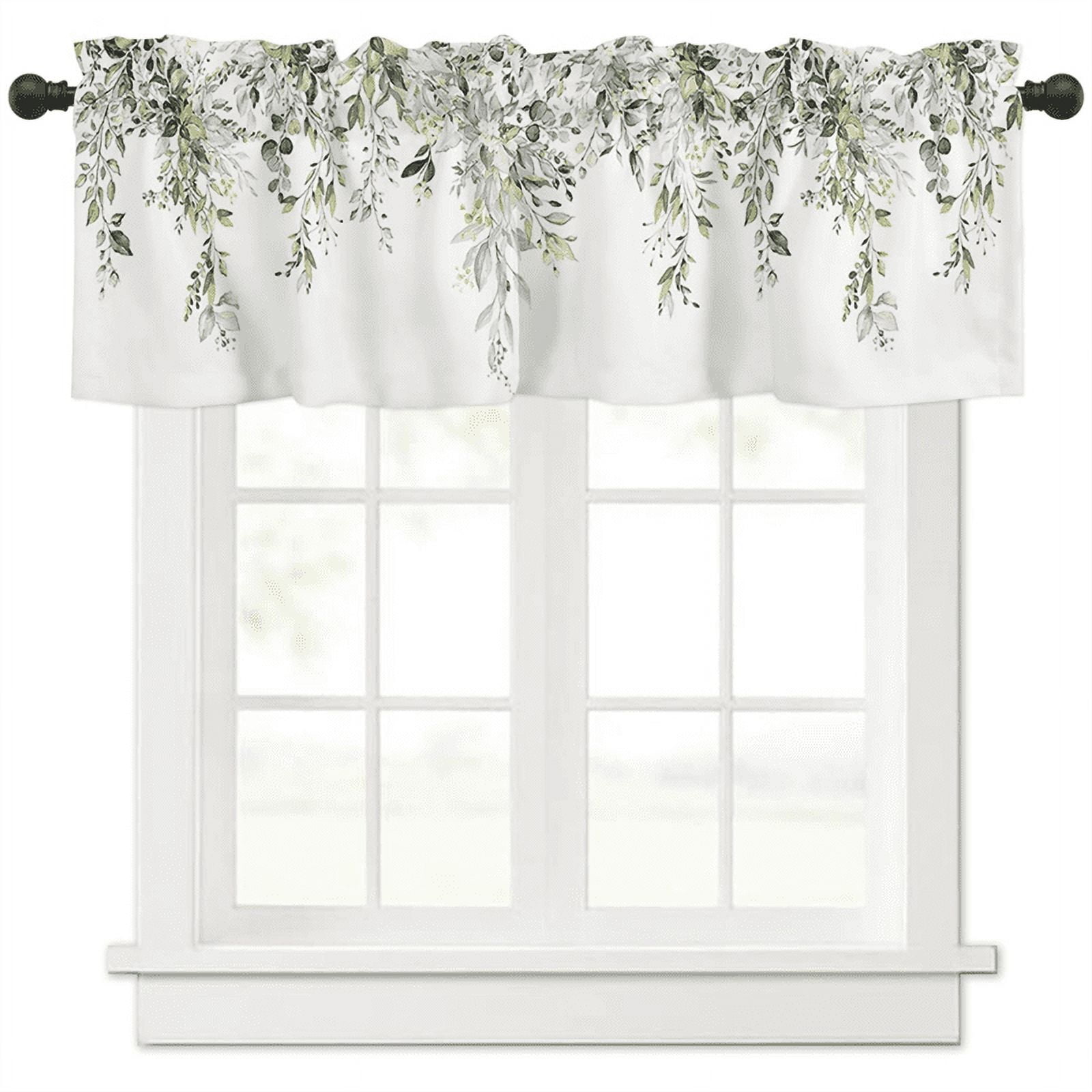 Sage Green Curtain Valance for Watercolor Eucalyptus Leaf Rod Pocket ...