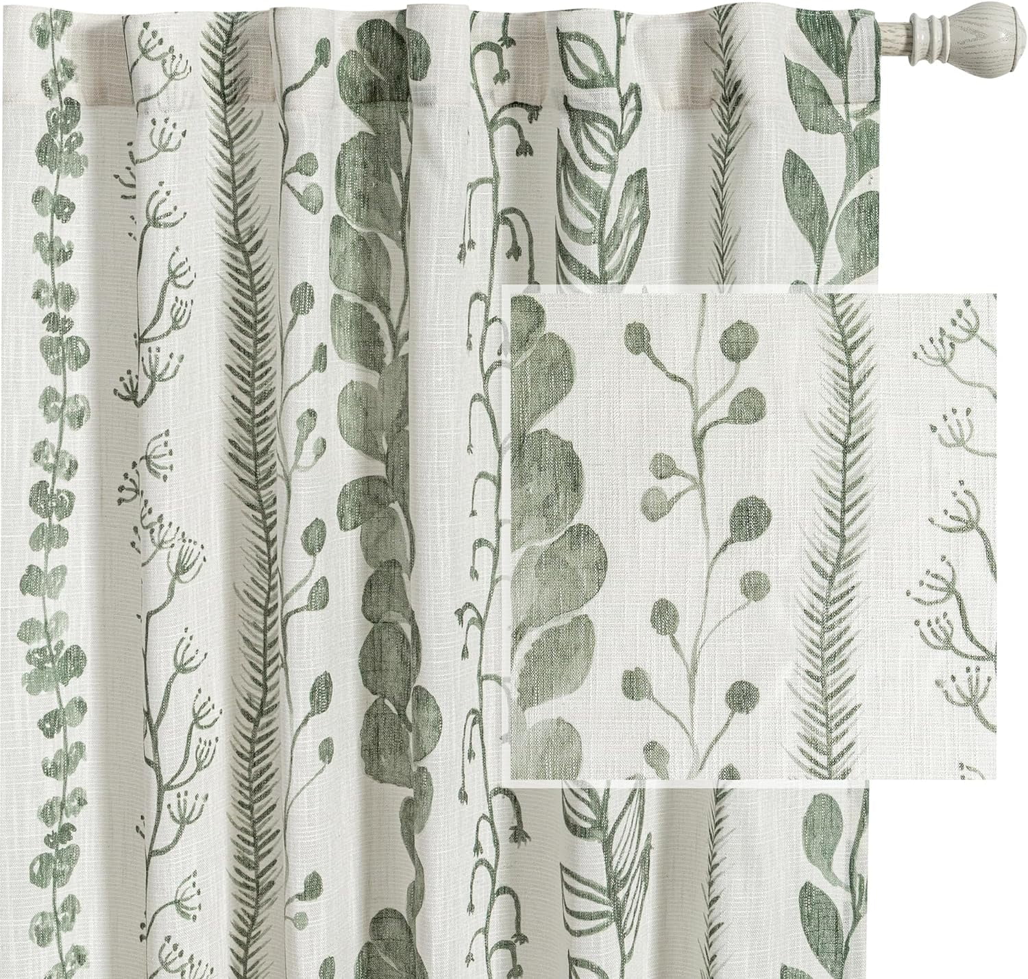 Sage Green Curtains 72 Inches Long 2 Panels Boho Curtains for Living ...
