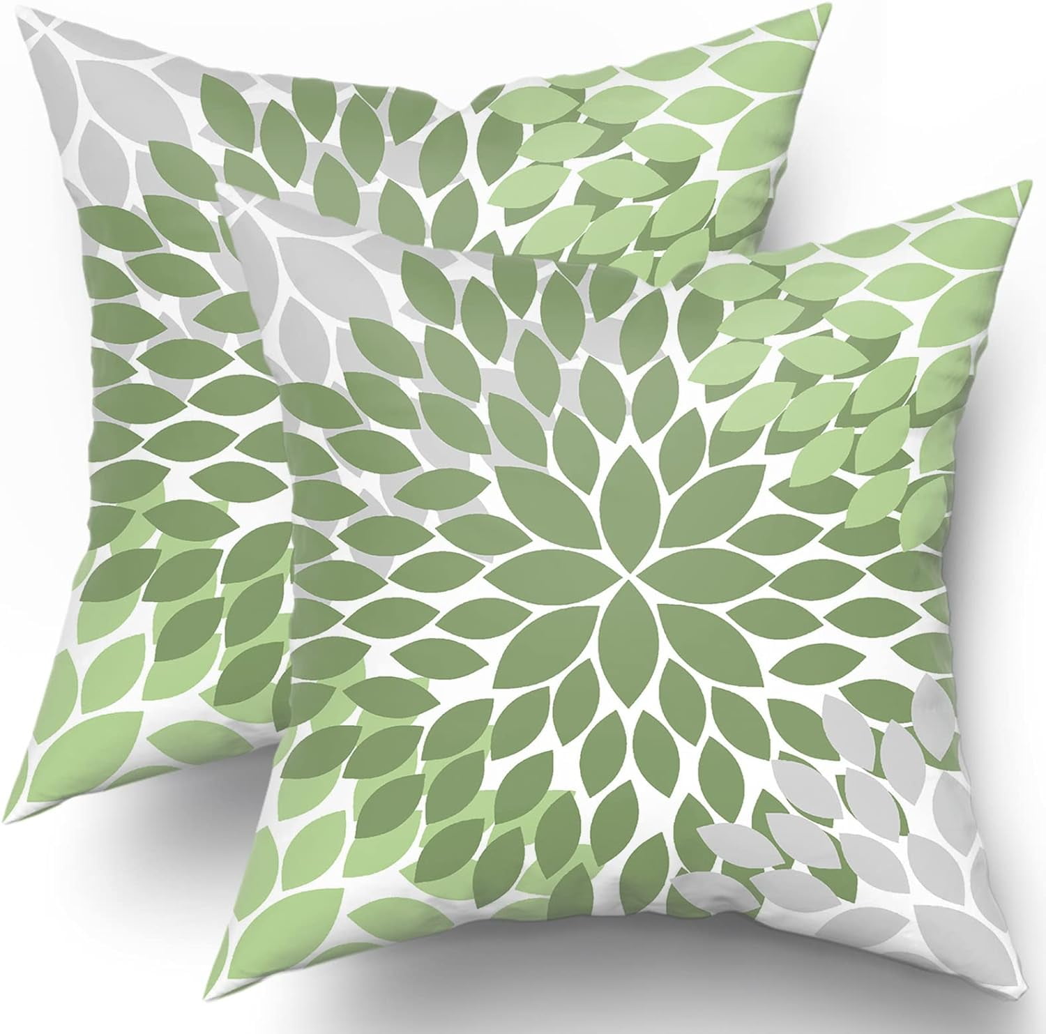 Sage Green Dahlia Pillow Covers 18X18 In Spring Green Grey Geometric ...