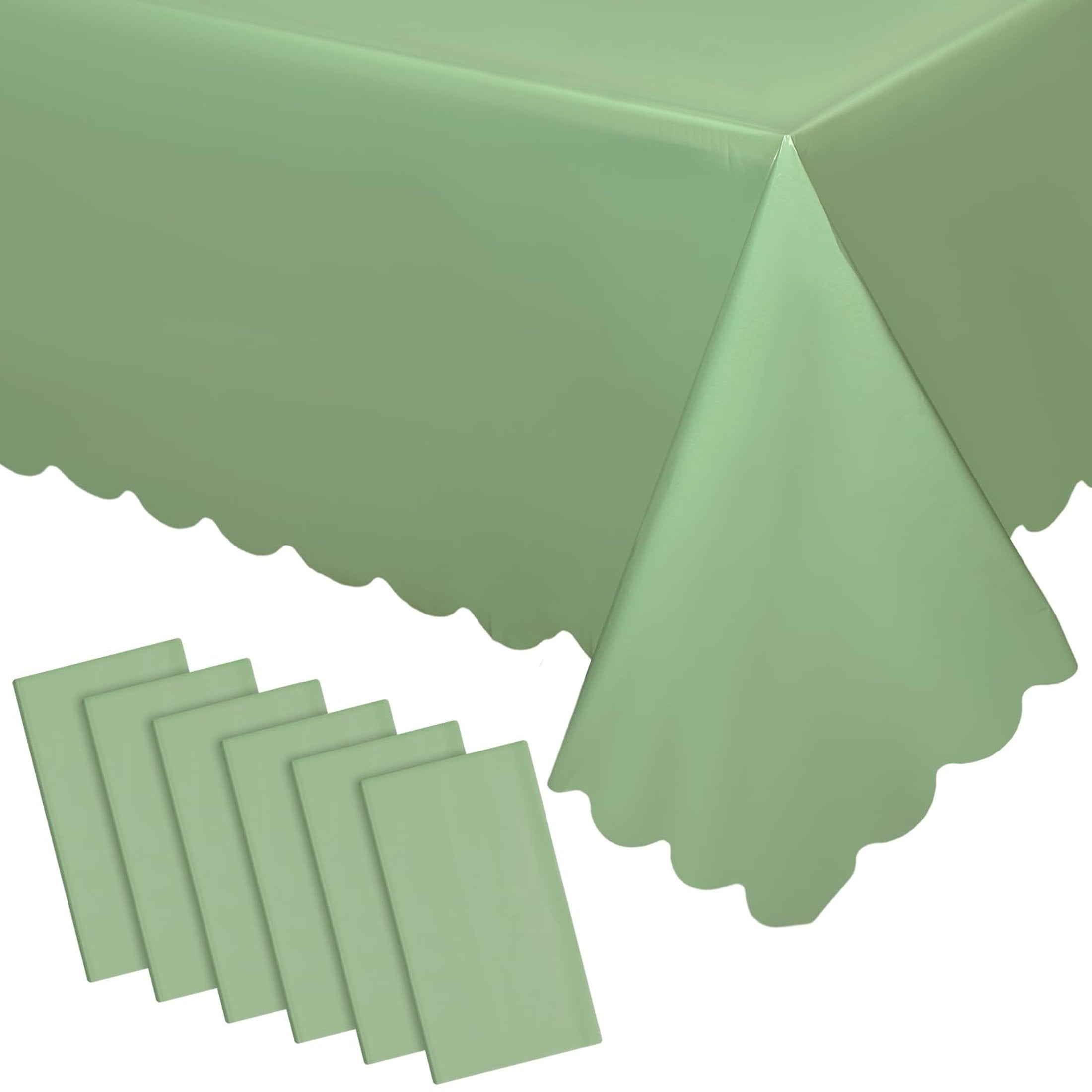 Sage Green Disposable Tablecloth Set - 18 Pack Plastic Table Cover for ...