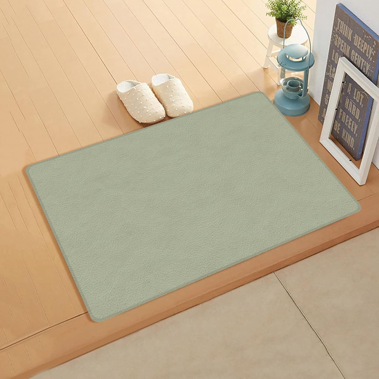 Sage Green Door Mat - Leather Front Door Mat Non-Slip Kitchen Runner ...