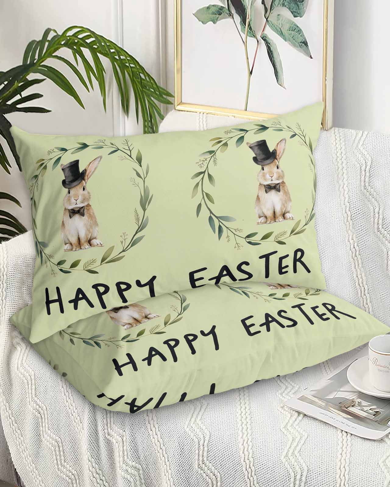 Sage Green Easter King Pillow Cases Set of 2 - Microfiber Bed Throw ...
