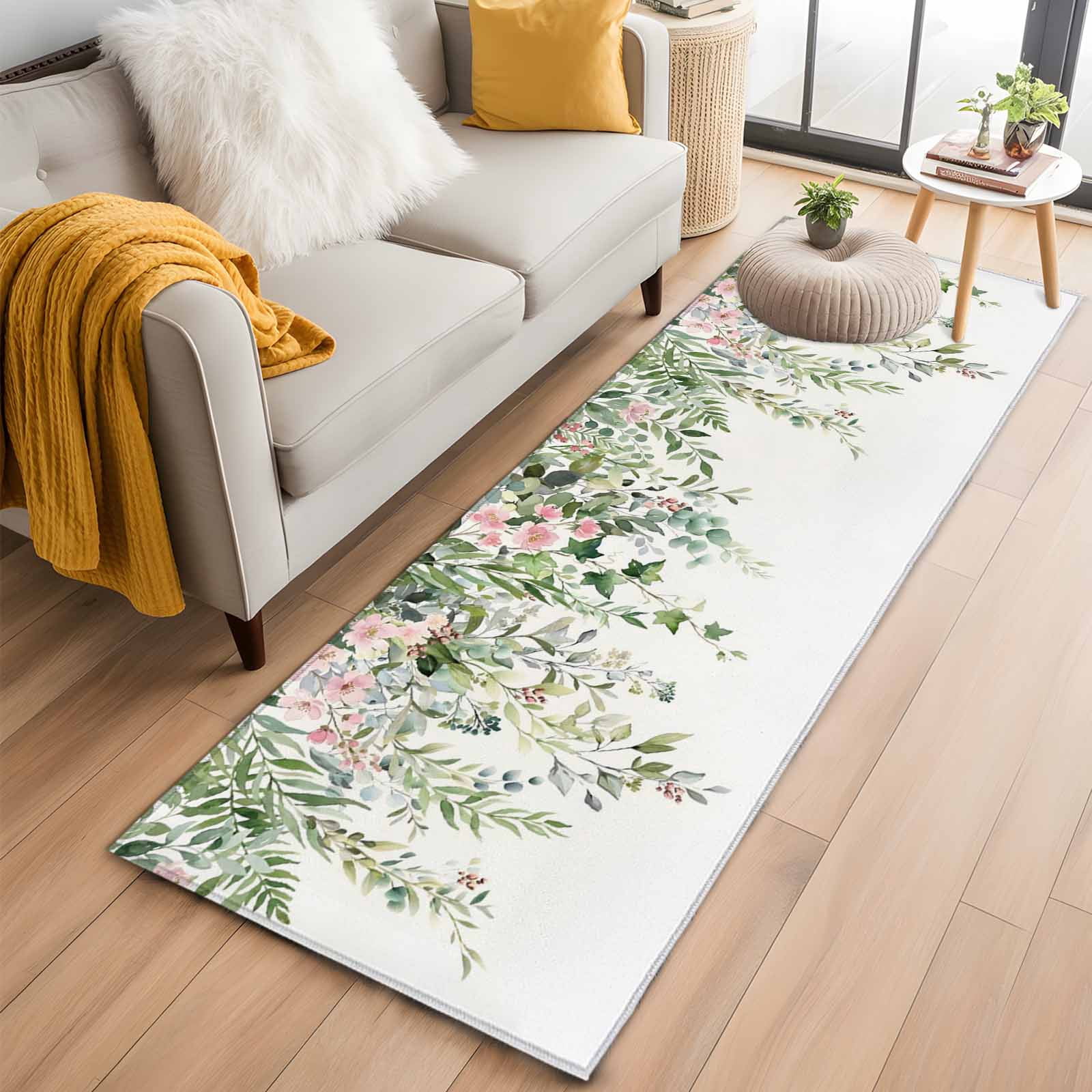 Sage Green Eucalyptus 2'x6' Runner Rugs for Hallway Kitchen Bedside Non ...