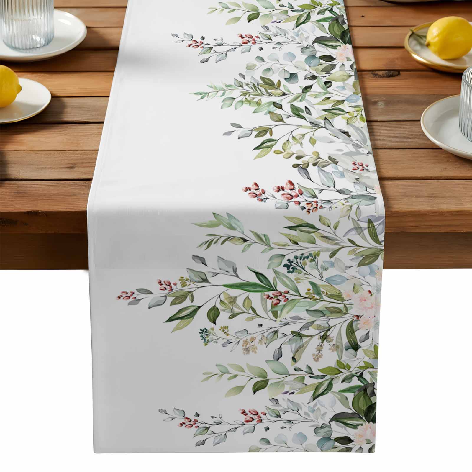 Sage Green Eucalyptus Cotton Linen Table Runner for Dining Kitchen ...