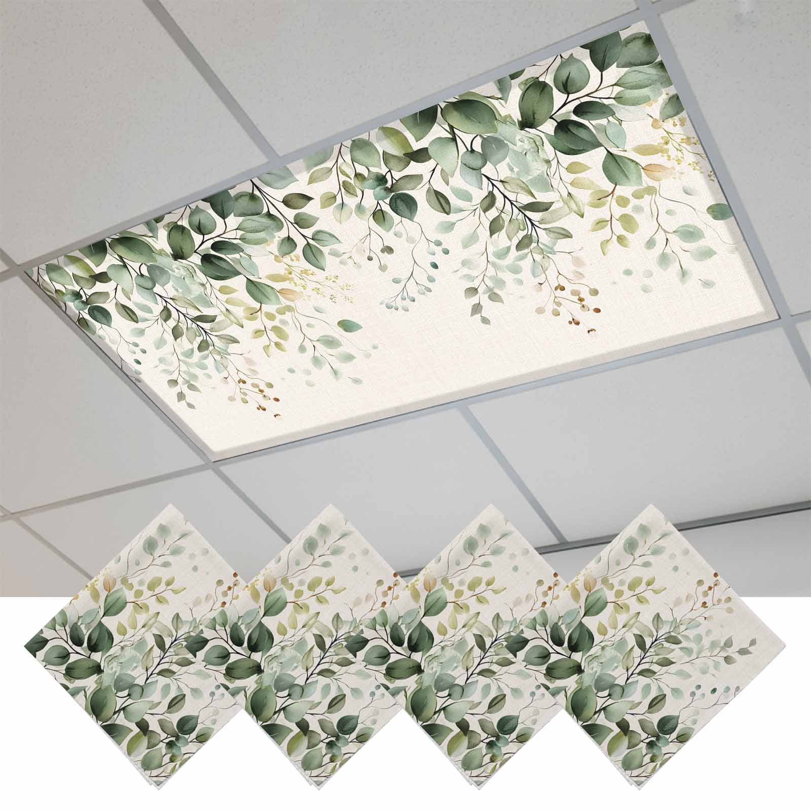 Sage Green Eucalyptus Fluorescent Light Covers, Traditional Tree Branch ...