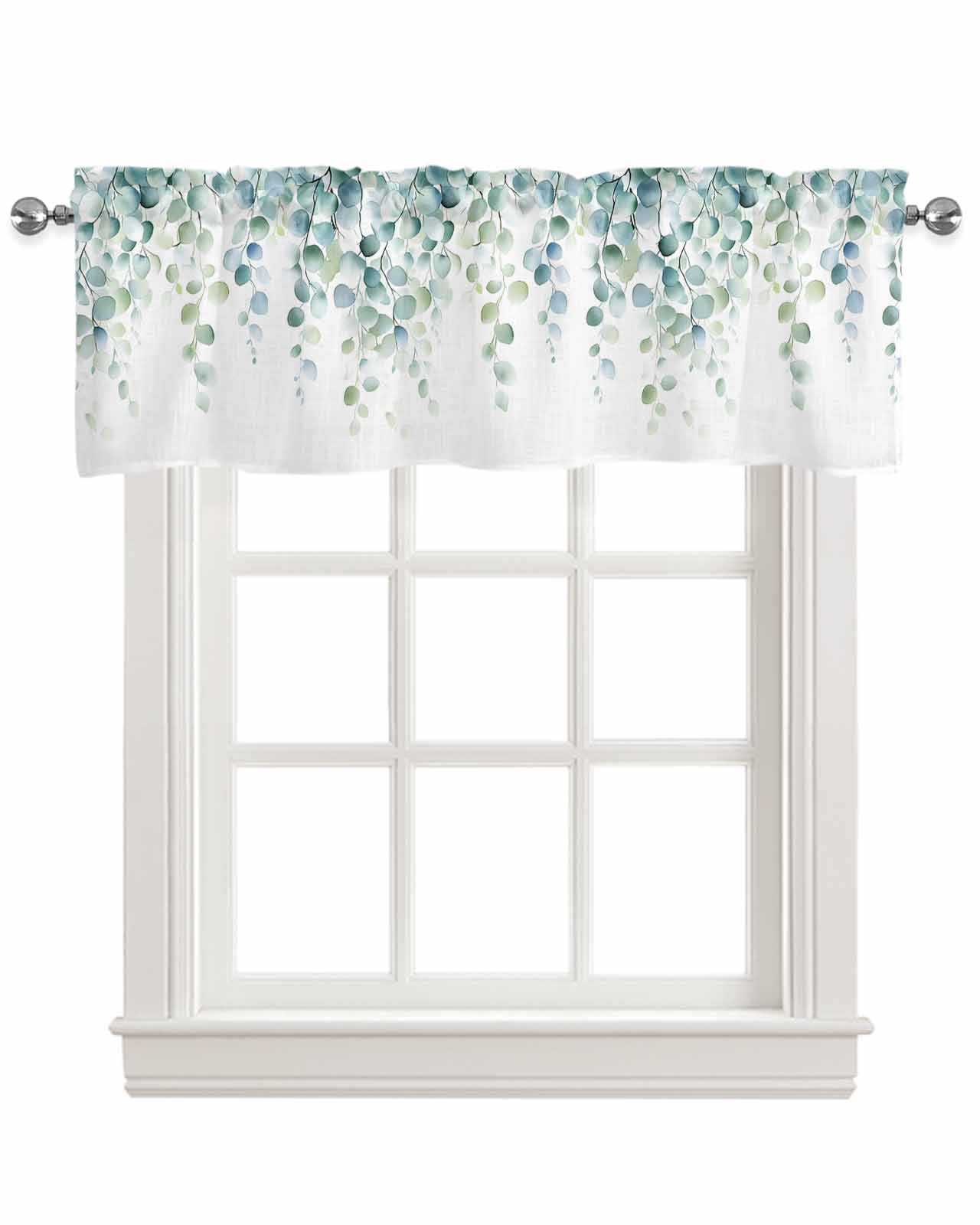 Sage Green Eucalyptus Kitchen Valances for Windows Farmhouse Linen ...