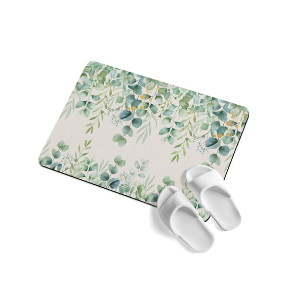 Sage Green Eucalyptus Leaf Soft Diatomaceous Earth Mat, Spring Summer ...