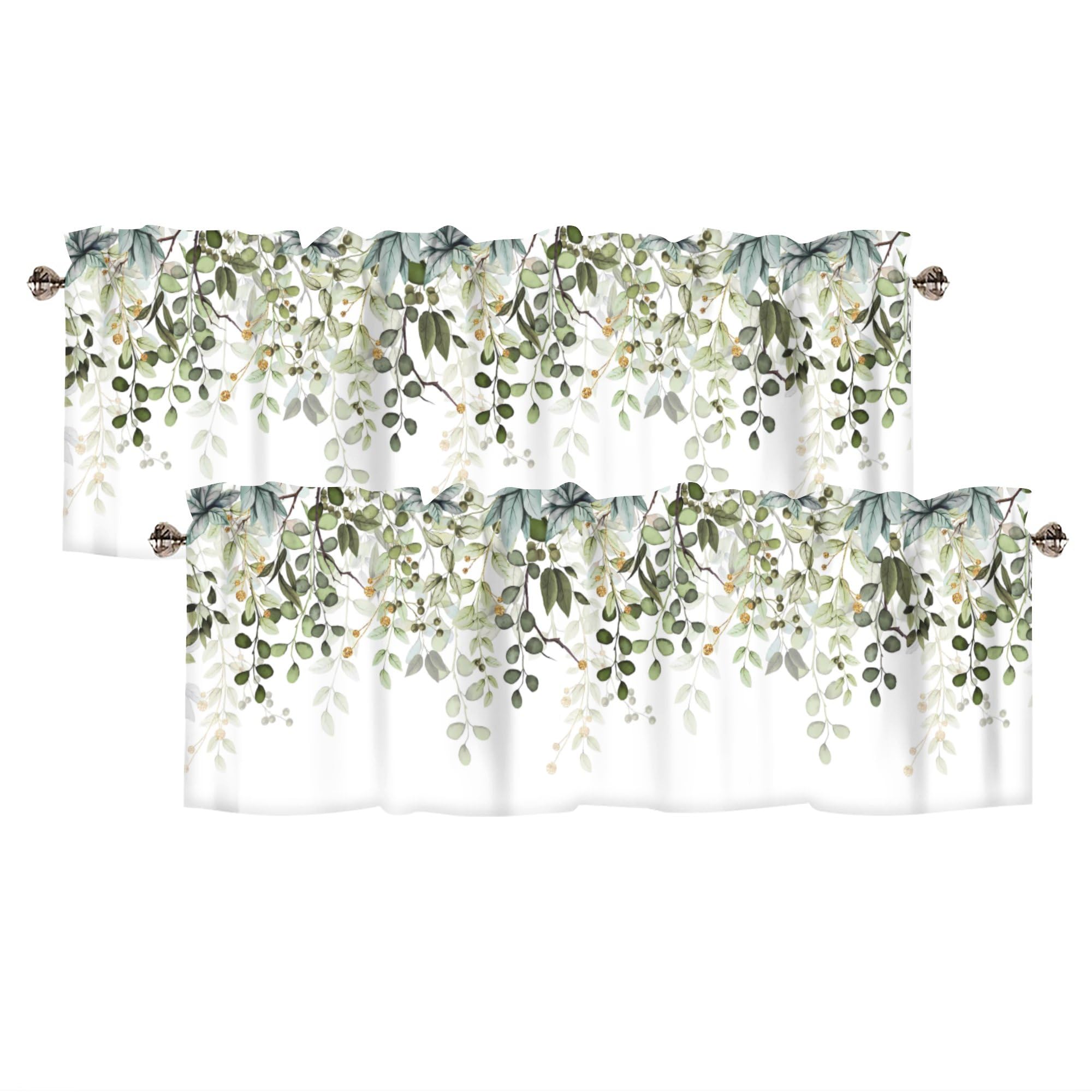 Sage Green Eucalyptus Leaves Curtain Valance for Windows Watercolor ...