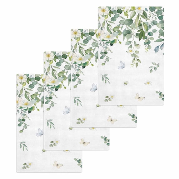 Sage Green Eucalyptus Leaves Kitchen Dish Towels for Drying Dishes Set ...