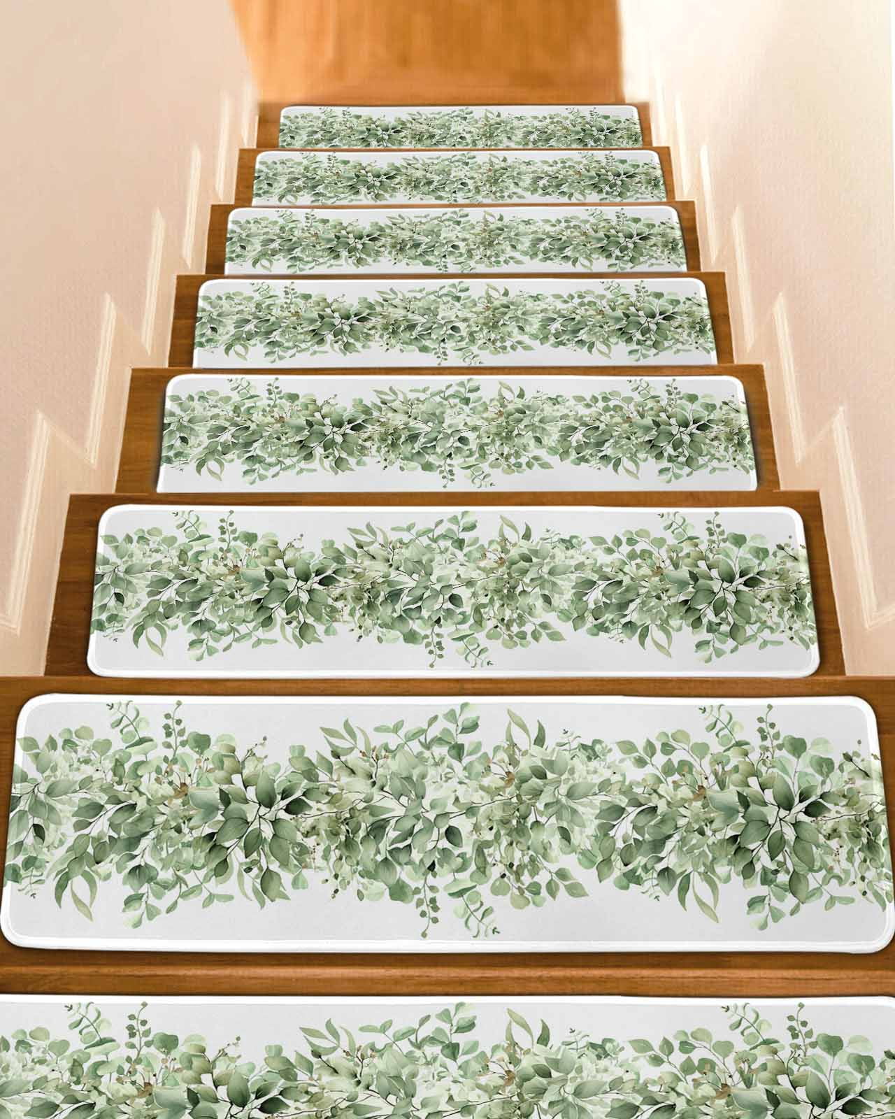Sage Green Eucalyptus Leaves Stair Treads for Wooden Steps Indoor ...