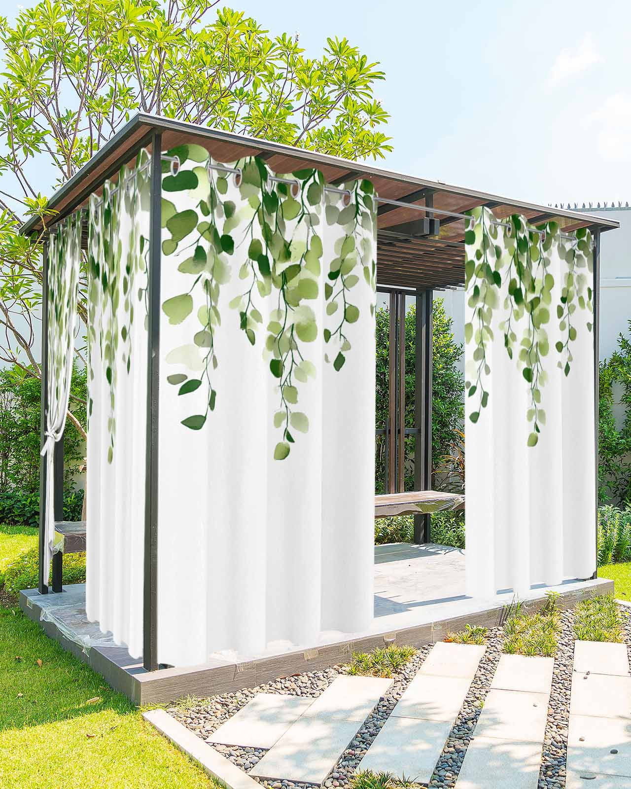 Sage Green Eucalyptus Outdoor Curtains for Patio Waterproof,Spring ...