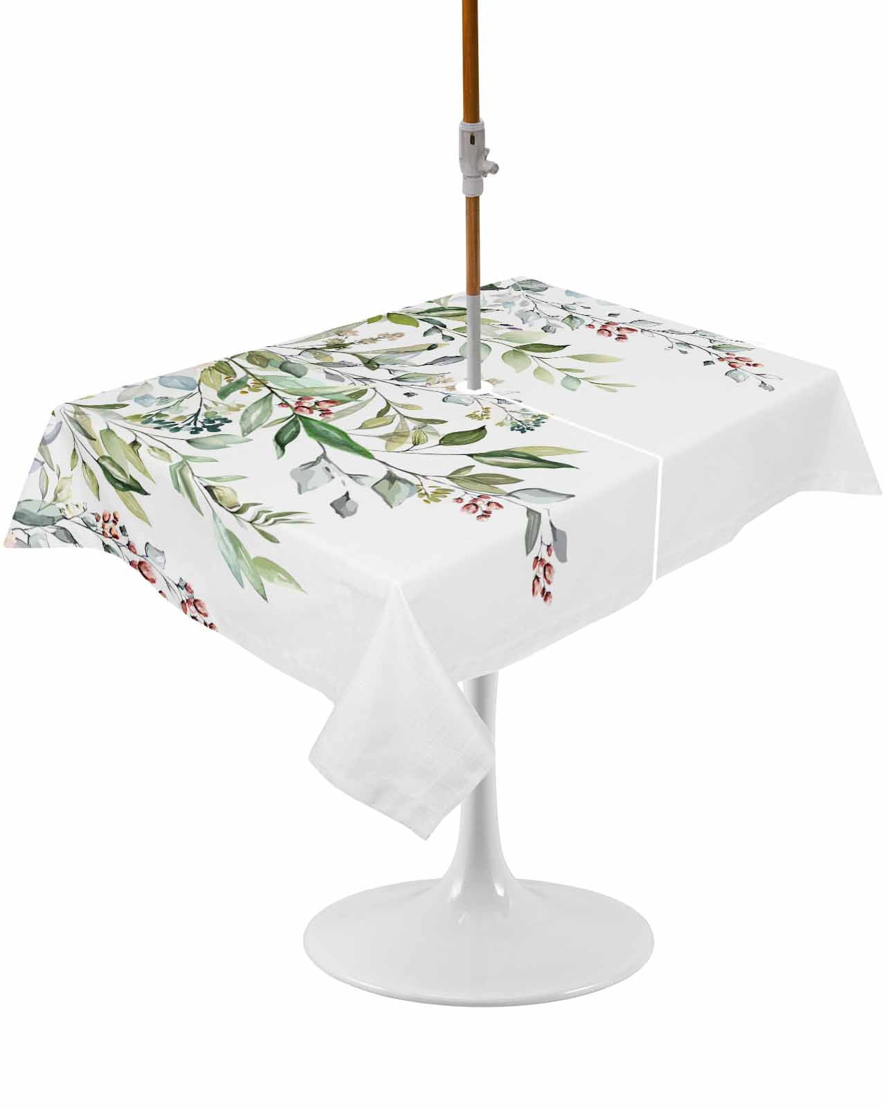 Sage Green Eucalyptus Rectangle Outdoor Tablecloth, Waterproof Table ...