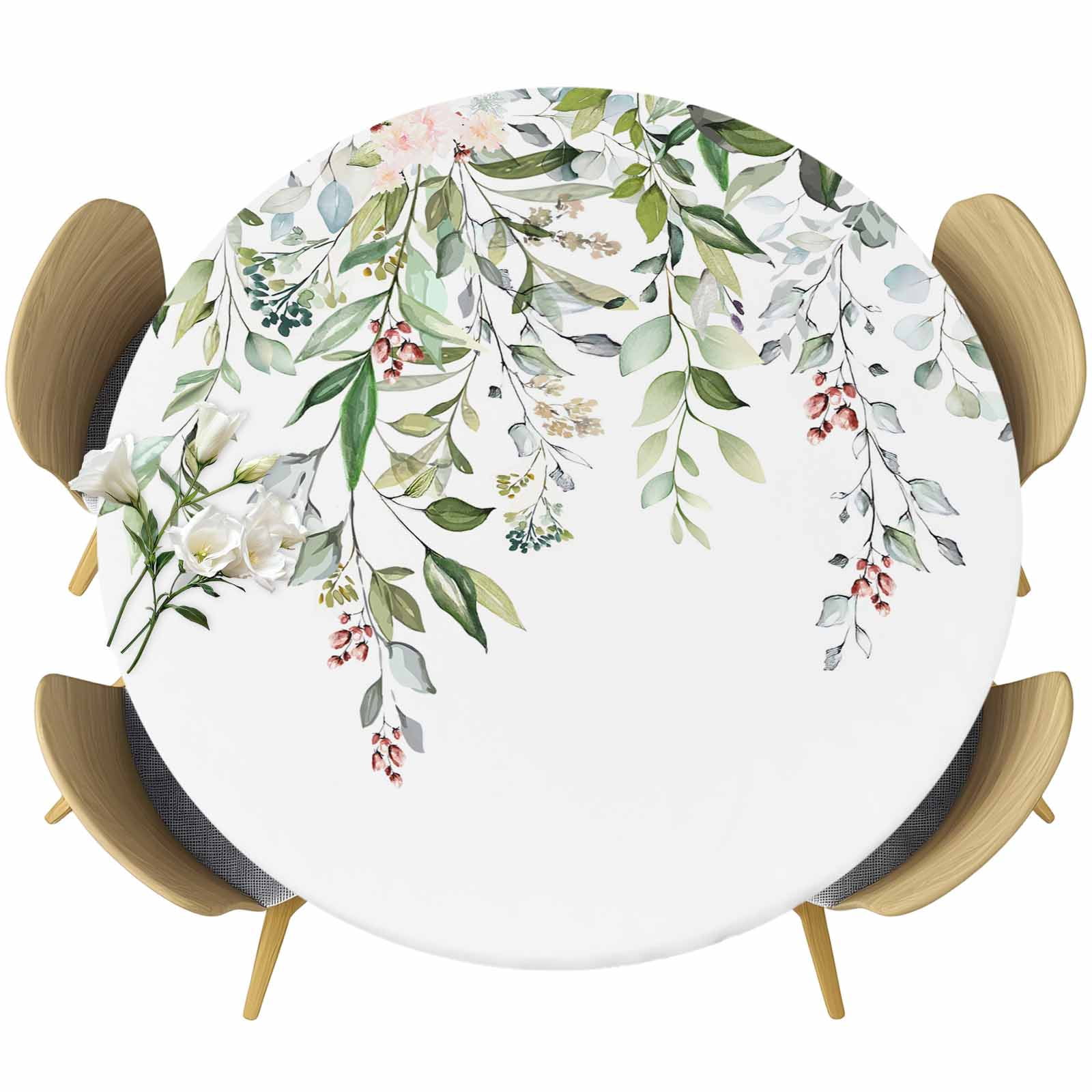 Sage Green Eucalyptus Round Tablecloth 45-54 Inch Round Fitted Table ...
