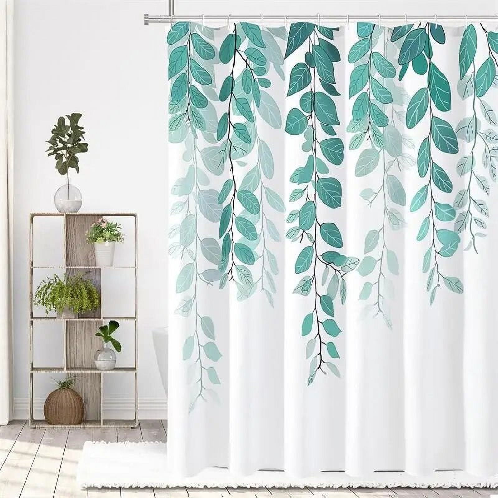 Sage Green Eucalyptus Shower Curtain Watercolor Leaves On The Top Plant