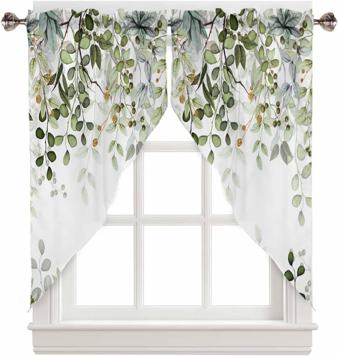 Sage Green Eucalyptus Swag Curtain Valance for Windows,Watercolor ...