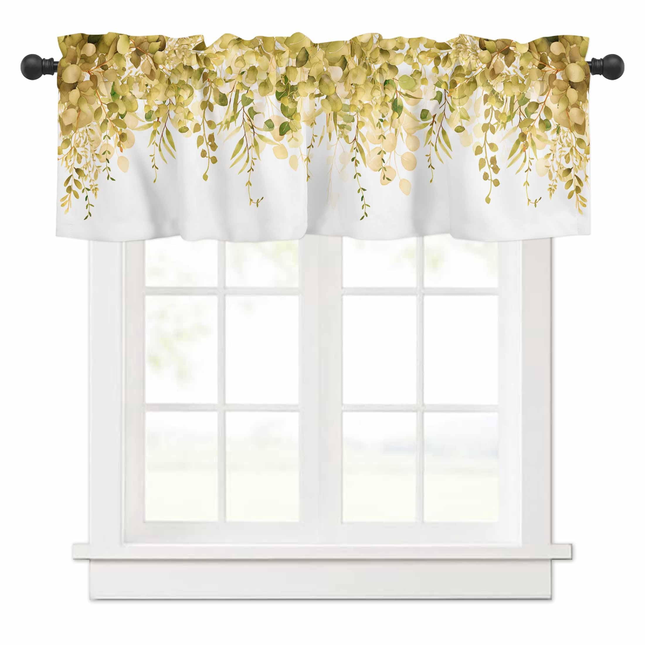 Sage Green Eucalyptus Window Valance Rod Pocket Curtain Short Panel for ...