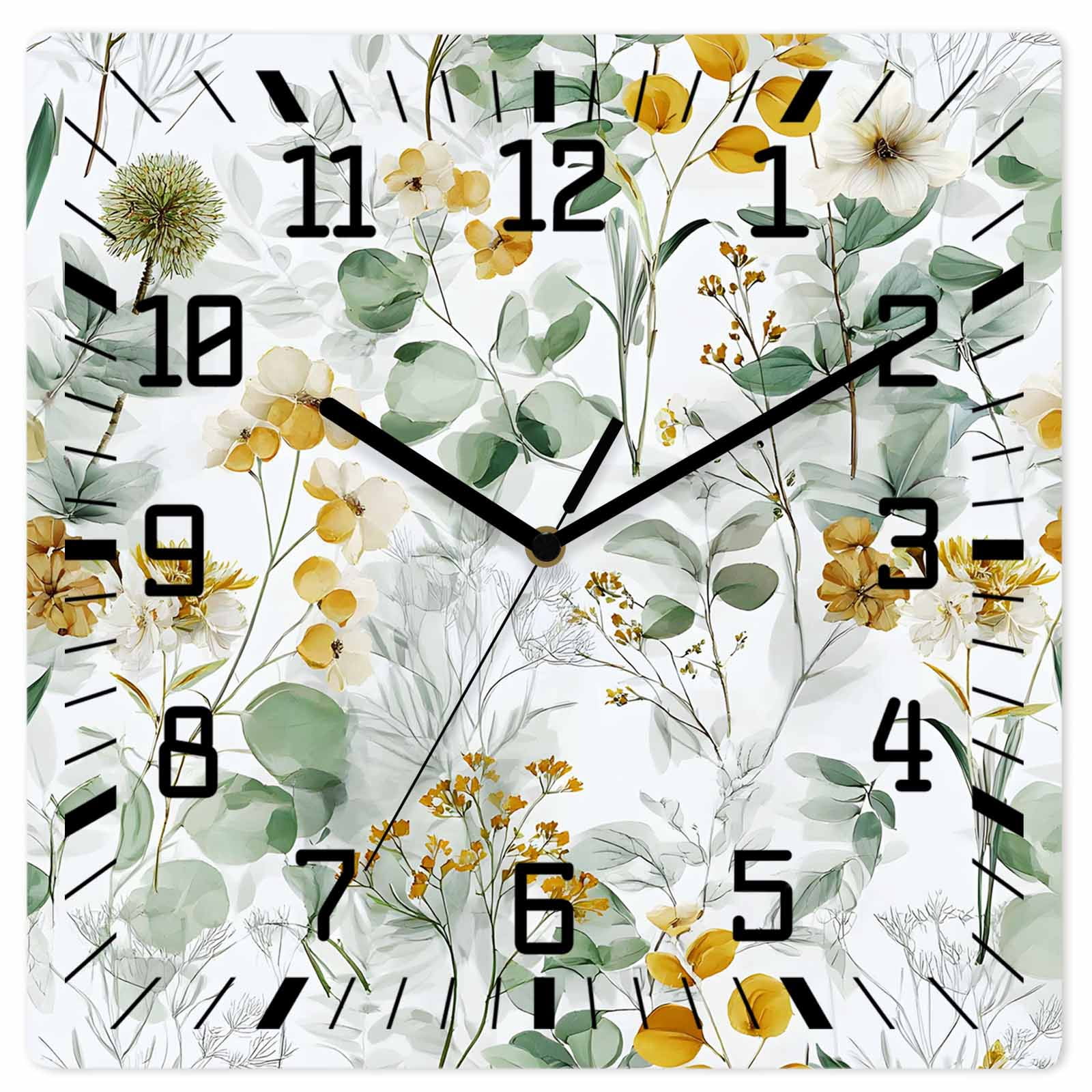 Sage Green Eucalyptus Wooden Wall Clock Silent Non Ticking, Spring ...