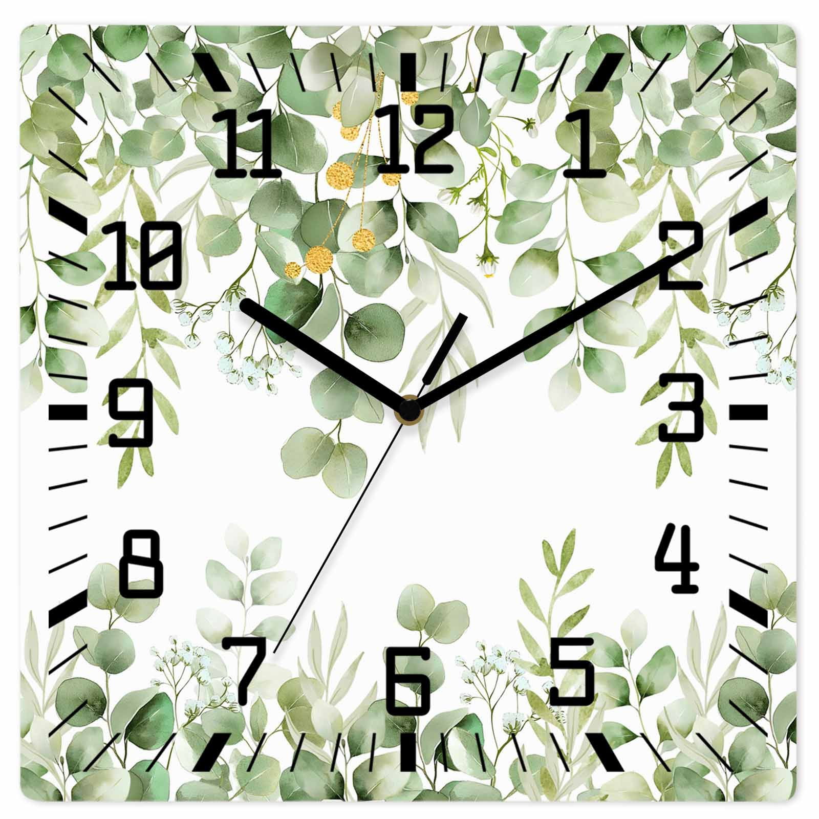 Sage Green Eucalyptus Wooden Wall Clock Silent Non Ticking, Spring ...