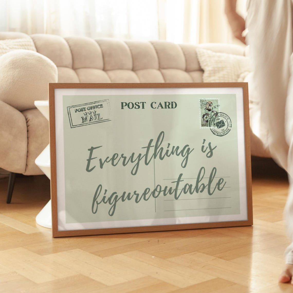Sage Green Everything Is Figureoutable Print Motivational Wall Art ...