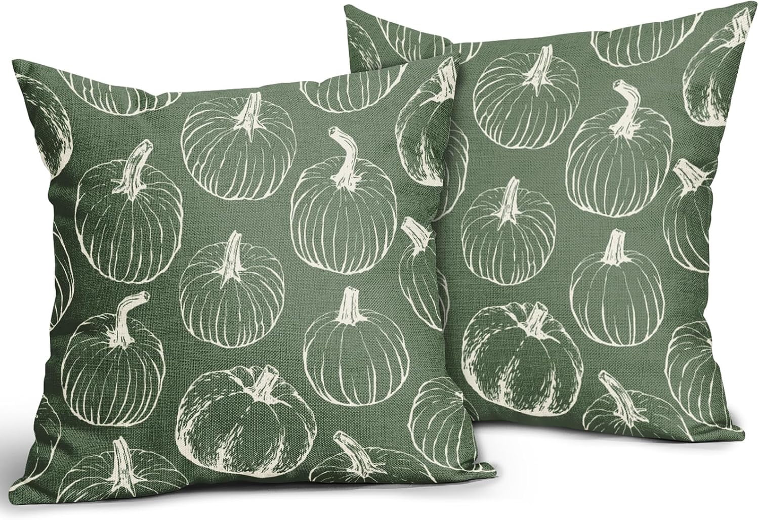 Sage Green Fall Pumpkin Pillow Covers 20x20 Set of 2 Autumn Themed ...