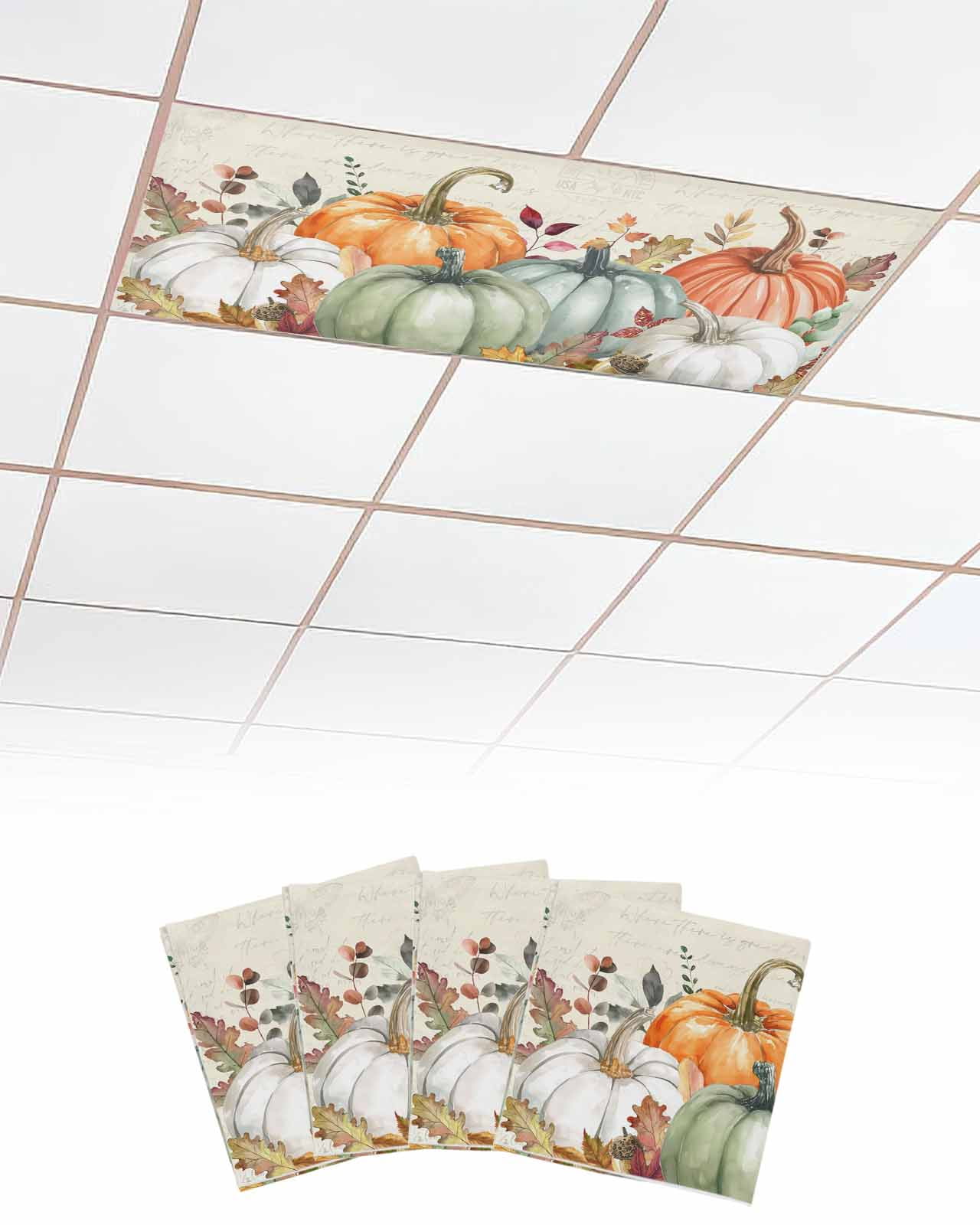 Sage Green Fall Pumpkins Fluorescent Light Covers for Ceiling Lights ...