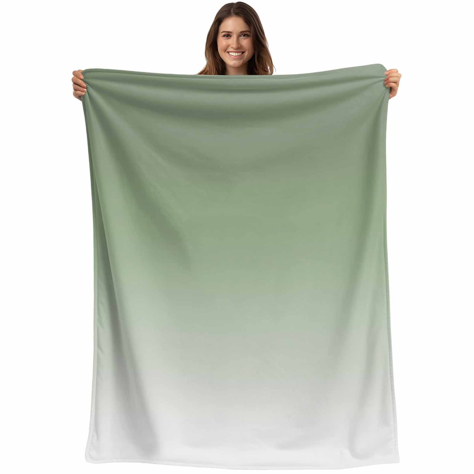 Sage Green Flannel Throw Blanket for Couch, Lightweight Fleece Soft ...