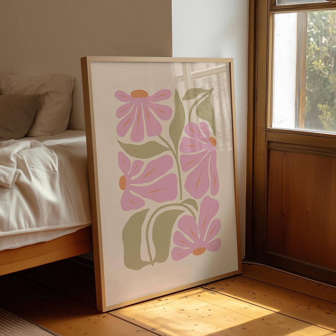 Sage Green Floral Boho Style Wall Art Aesthetic Room Decor - Walmart.com
