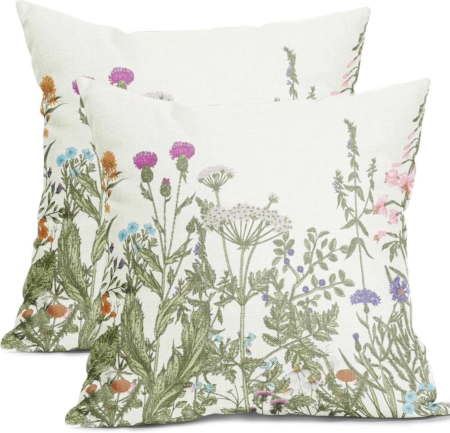 Sage Green Floral Pillow Covers 20x20 Inch Set of 2 Spring Summer Wild ...