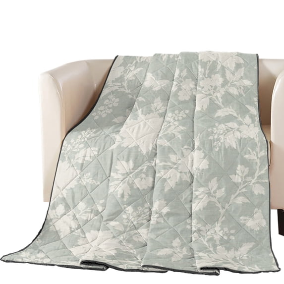 Sage Green Floral Quilted Comforters Cooling Blanket Oversized King ...