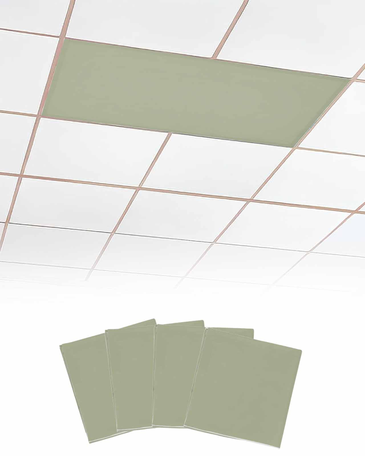 Sage Green Fluorescent Light Covers for Ceiling Lights 4x2 feet, 4 Pack ...