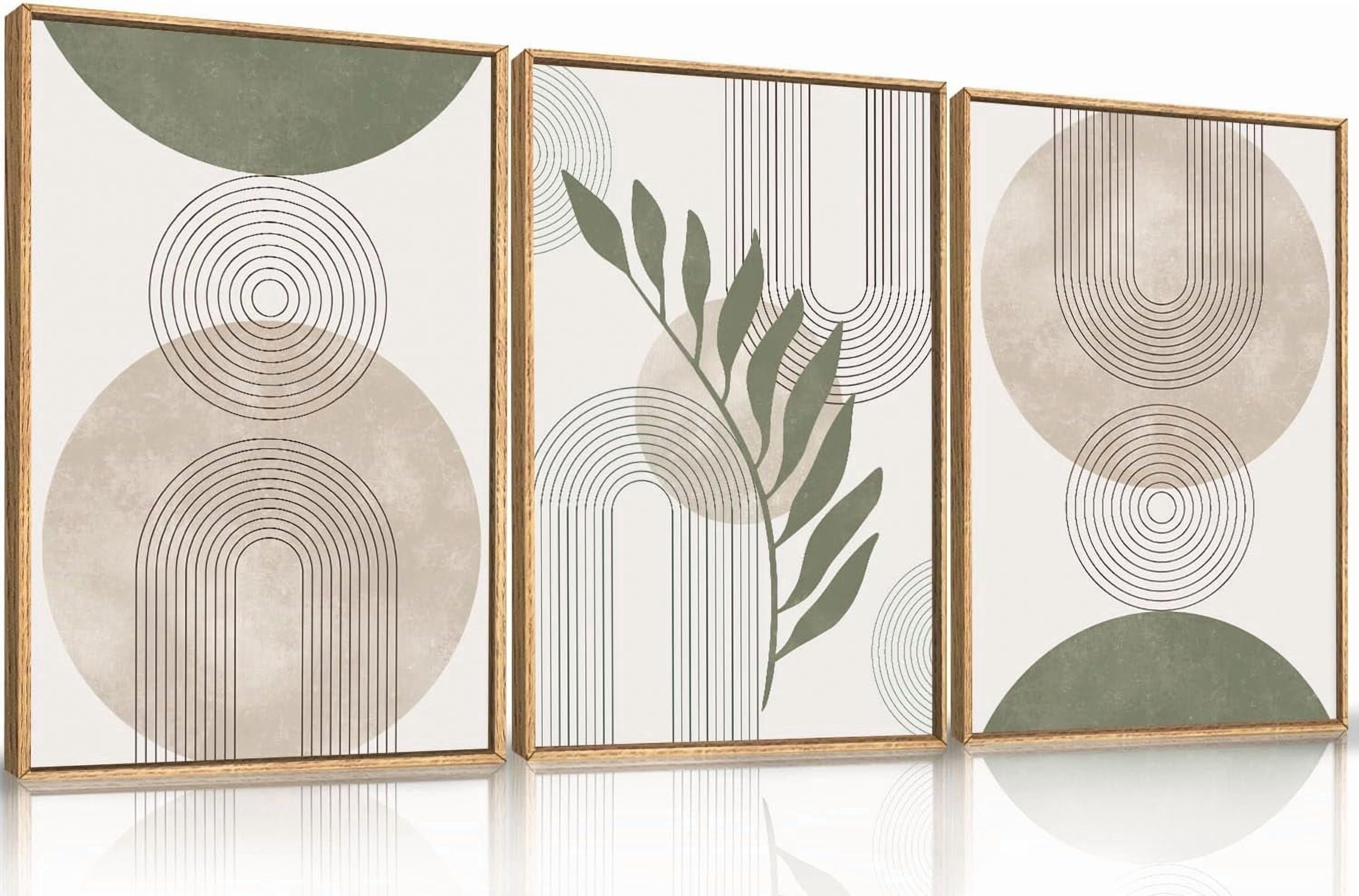 Sage Green Framed Canvas Prints Wall Art Set, Abstract Botanical Boho ...