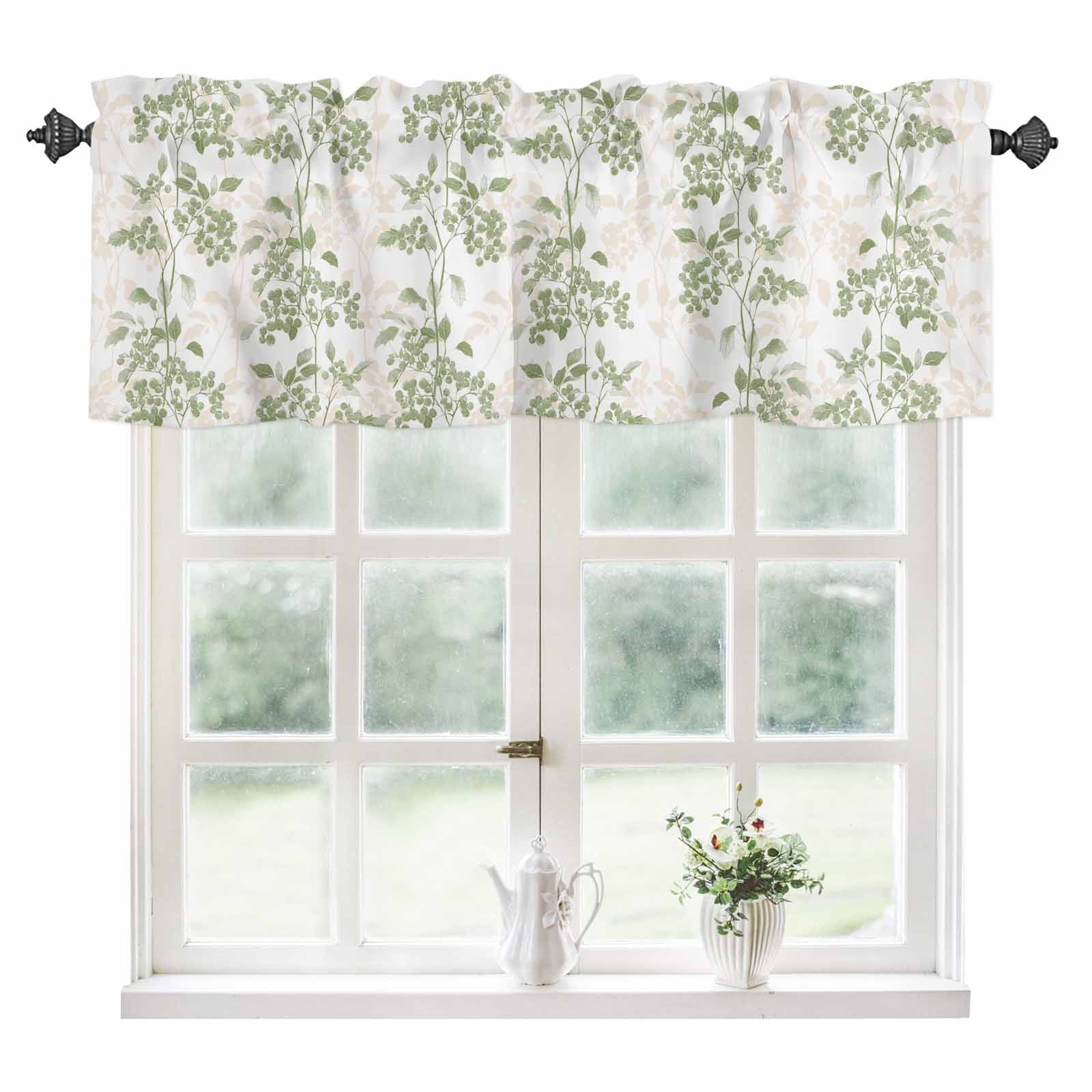 Sage Green Fruit Kitchen Valances for Windows 42x12 Inch Kitchen ...