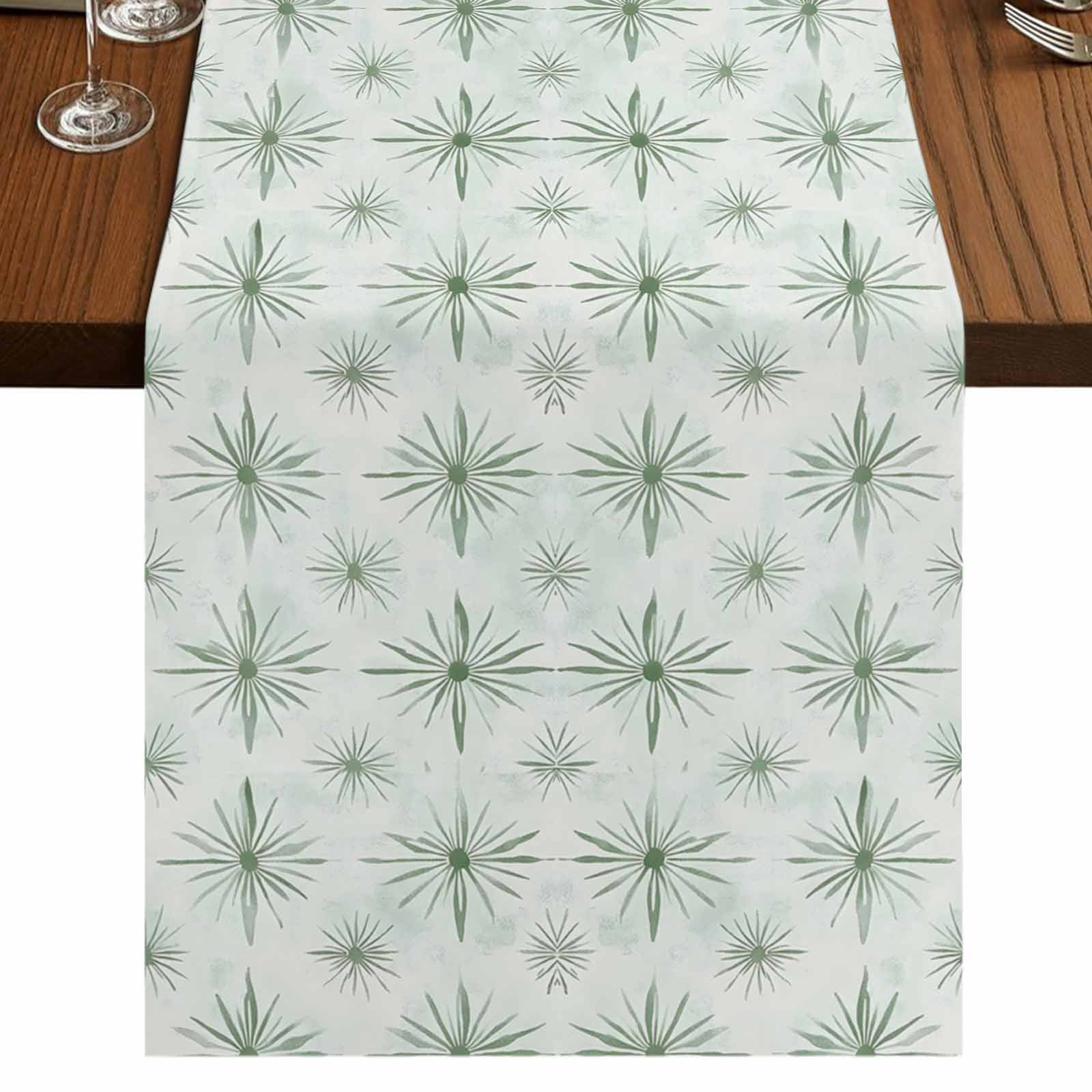 Sage Green Geometric 36 Inch Table Runner, Modernism Abstract Farmhouse ...