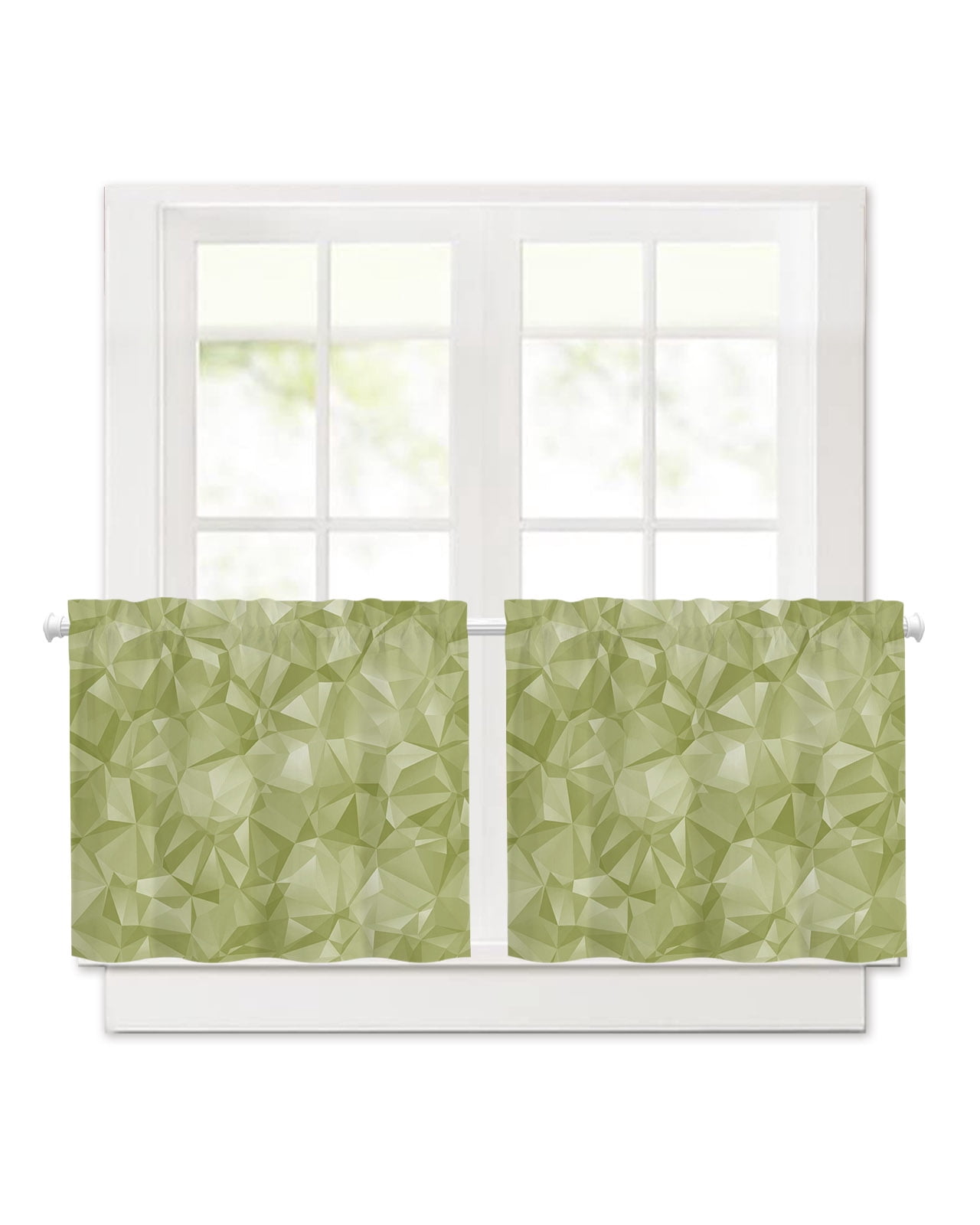 Sage Green Geometric Art Short Blackout Curtains 30 Inch Long,Abstract ...