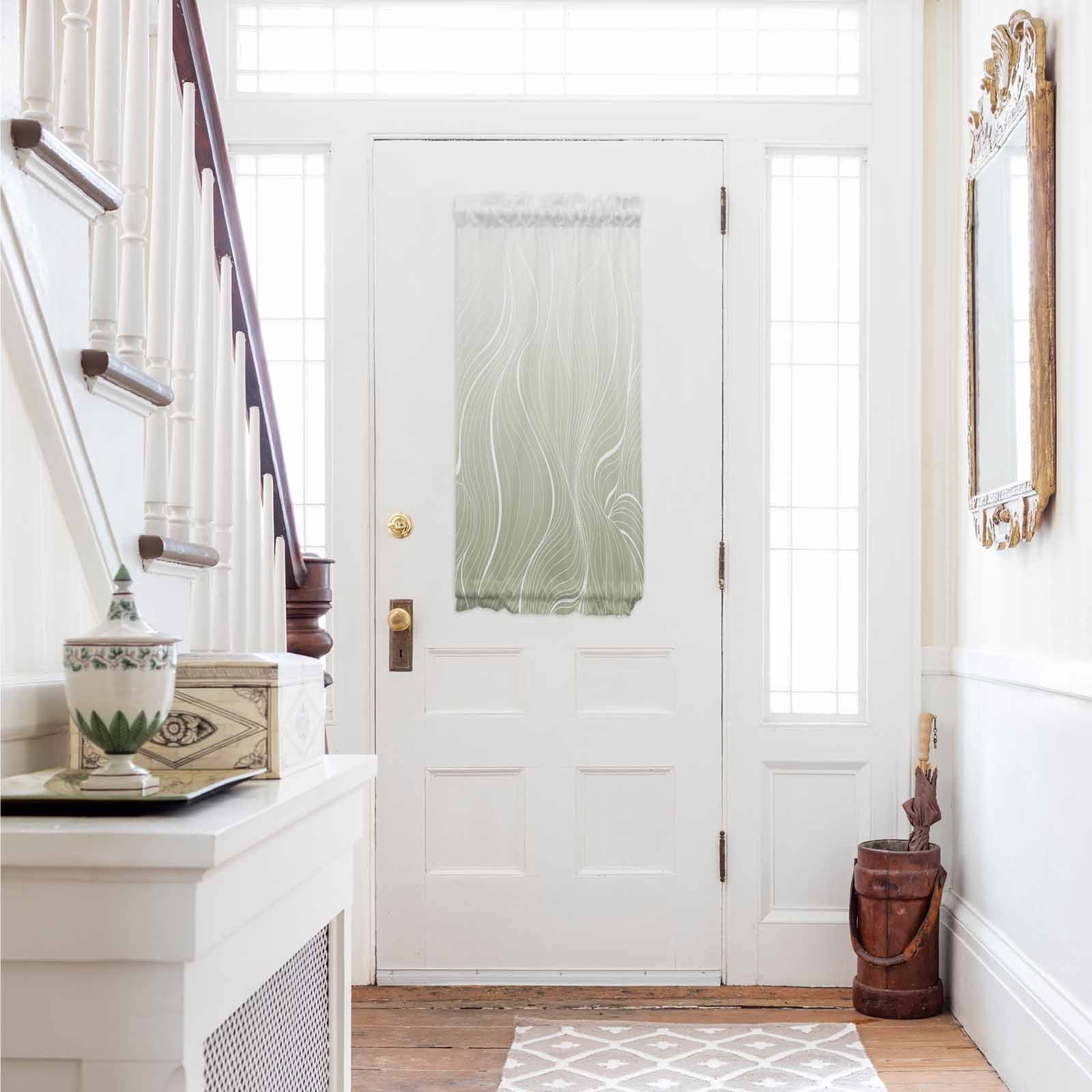 Sage Green Geometric Door Curtains for Door Window, French Sidelight ...