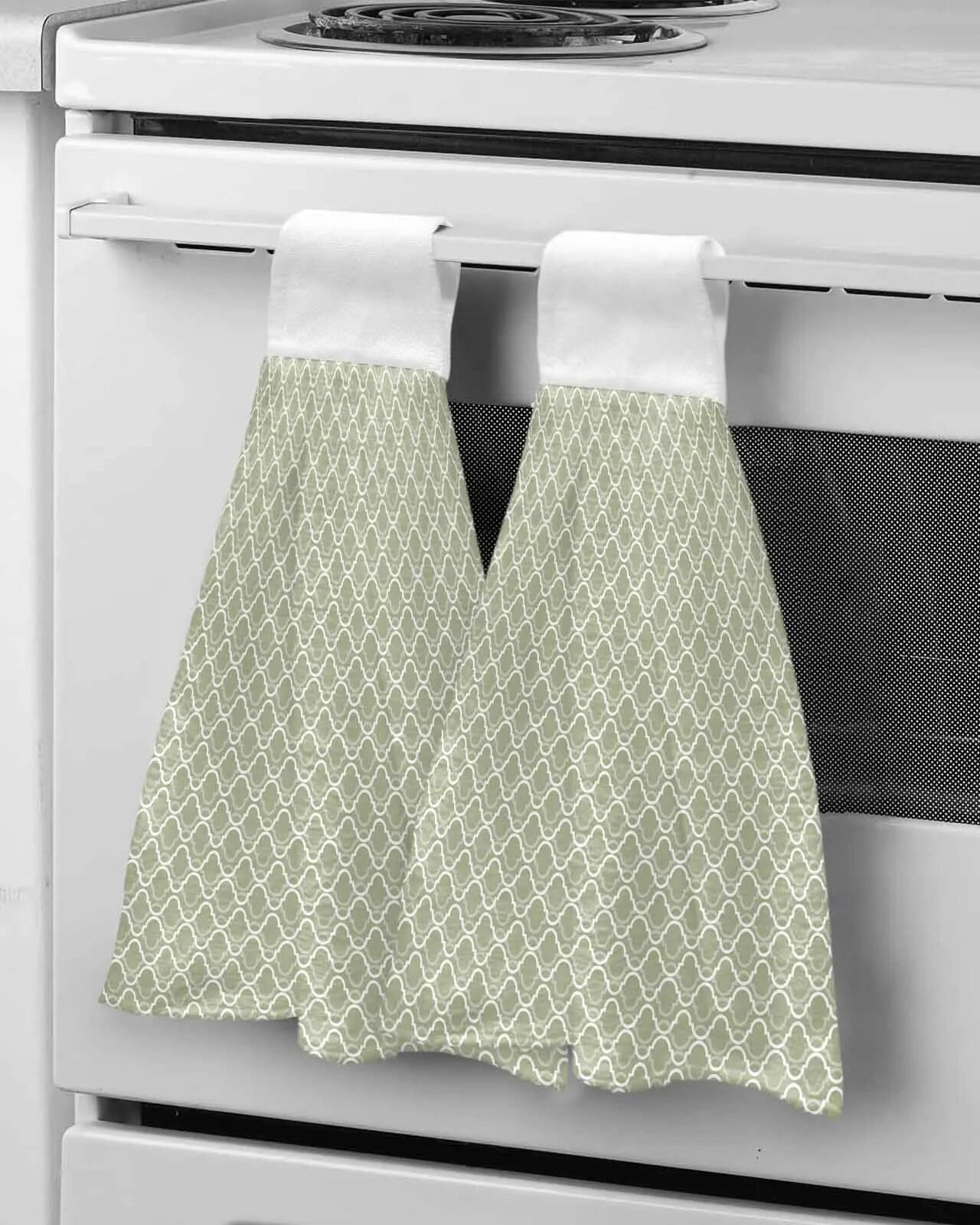 Sage Green Geometric Moroccan Pattern Hand Towel 2 Pcs Soft Microfiber ...