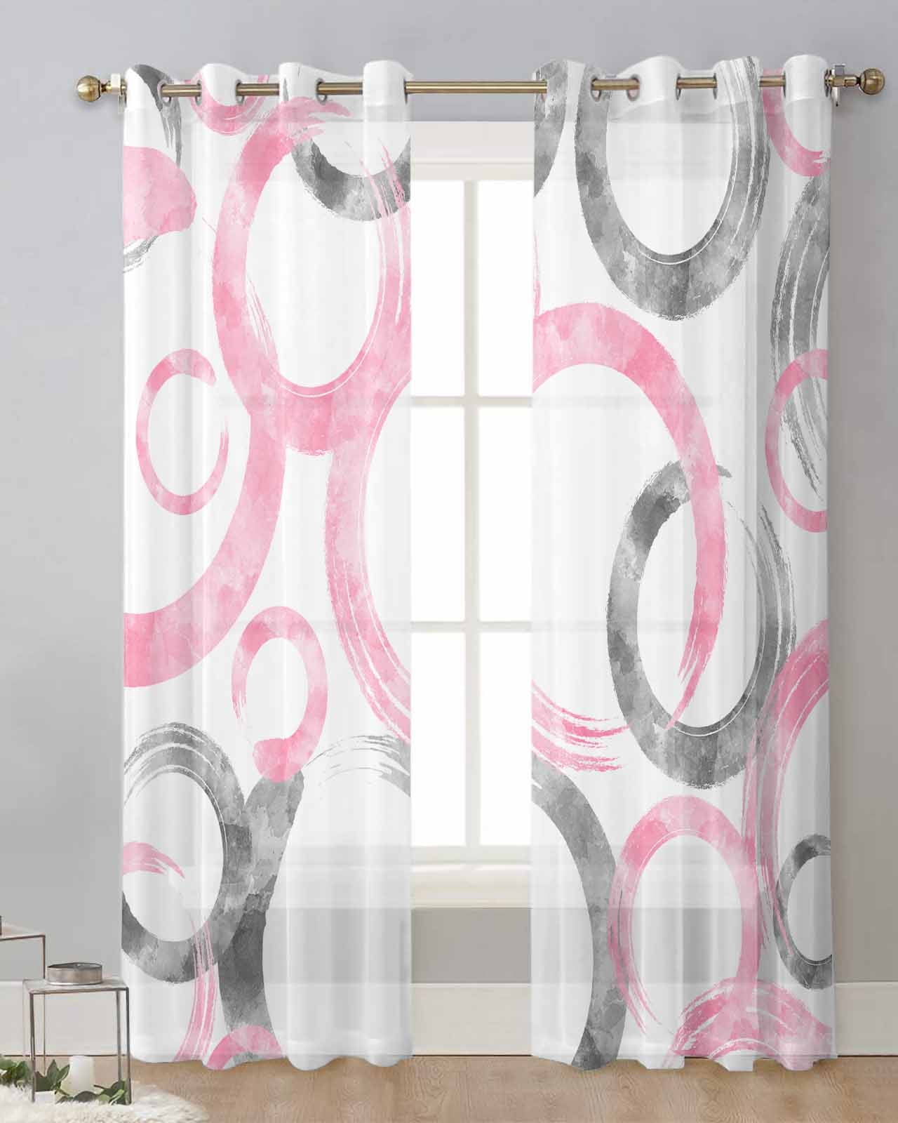 Sage Green Geometric Texture Modern Tulle Curtains Living Room Kitchen ...