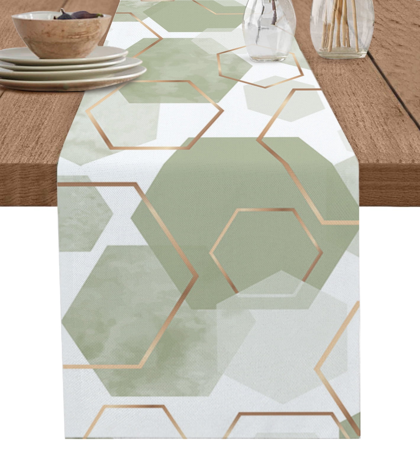 Sage Green Geometric Texture Table Runner ration Home r Dinner Table ...