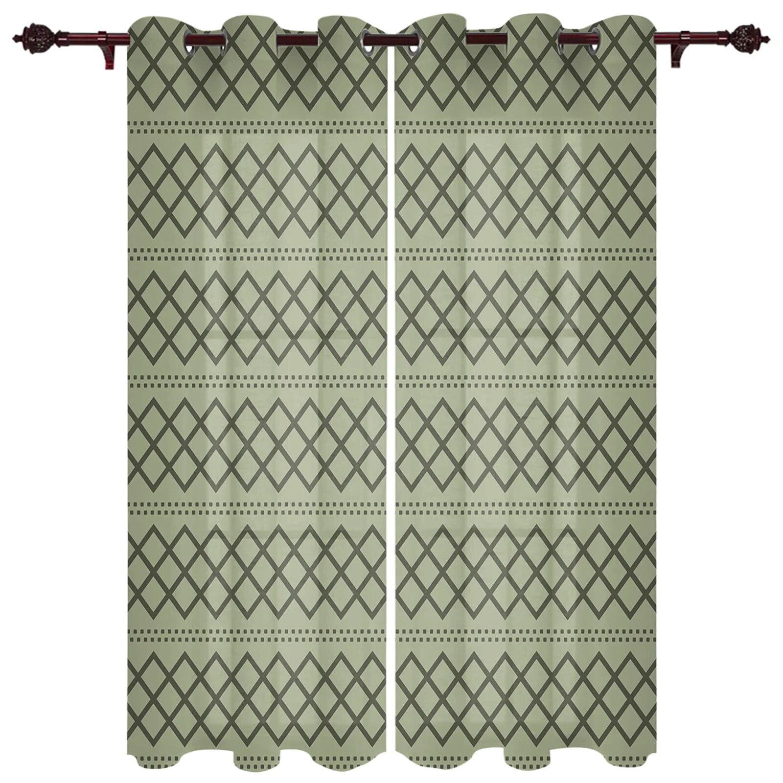 Sage Green Geometric Texture Window Curtains for Living Room Home ...