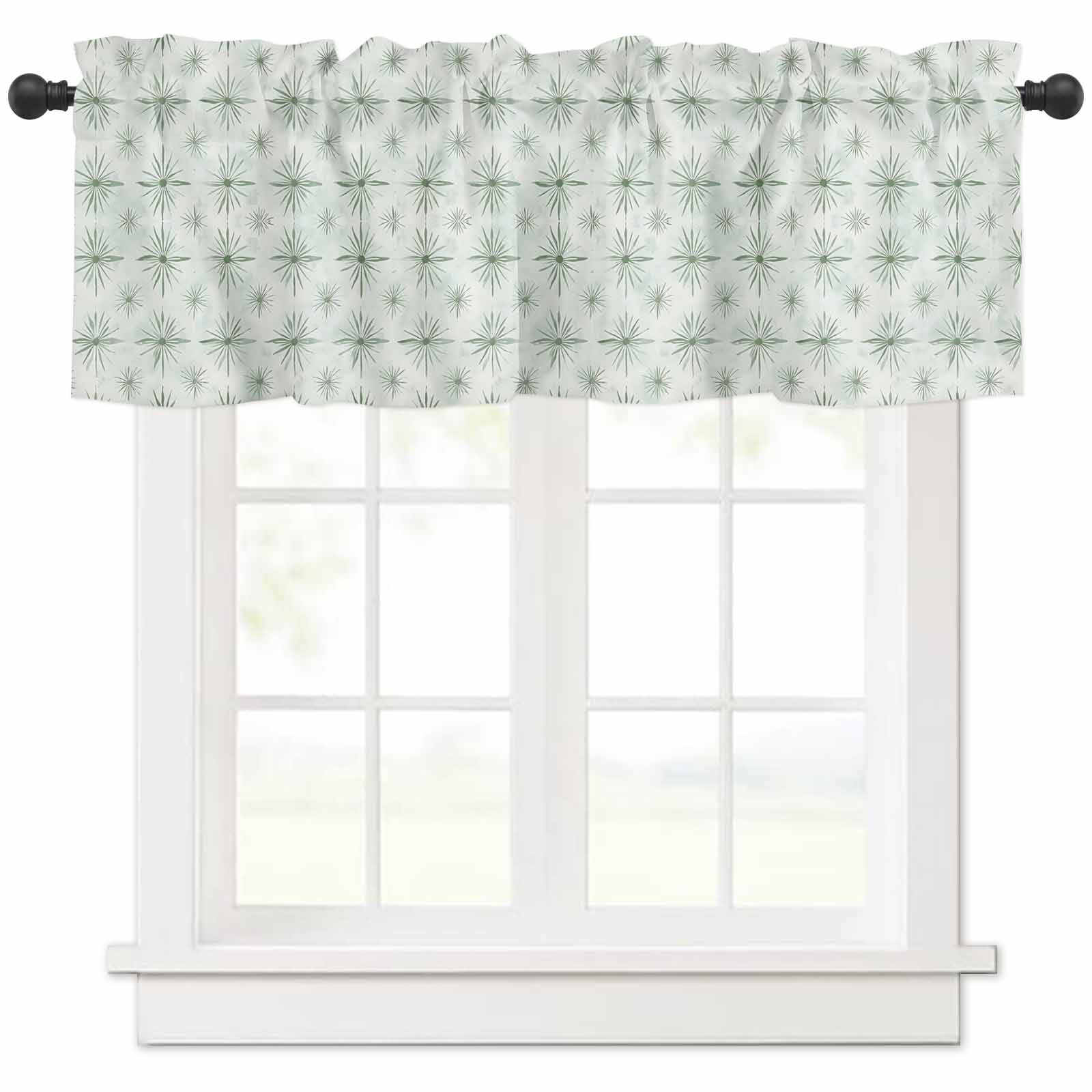Sage Green Geometric Valances for Windows Farmhouse Kitchen Curtains ...