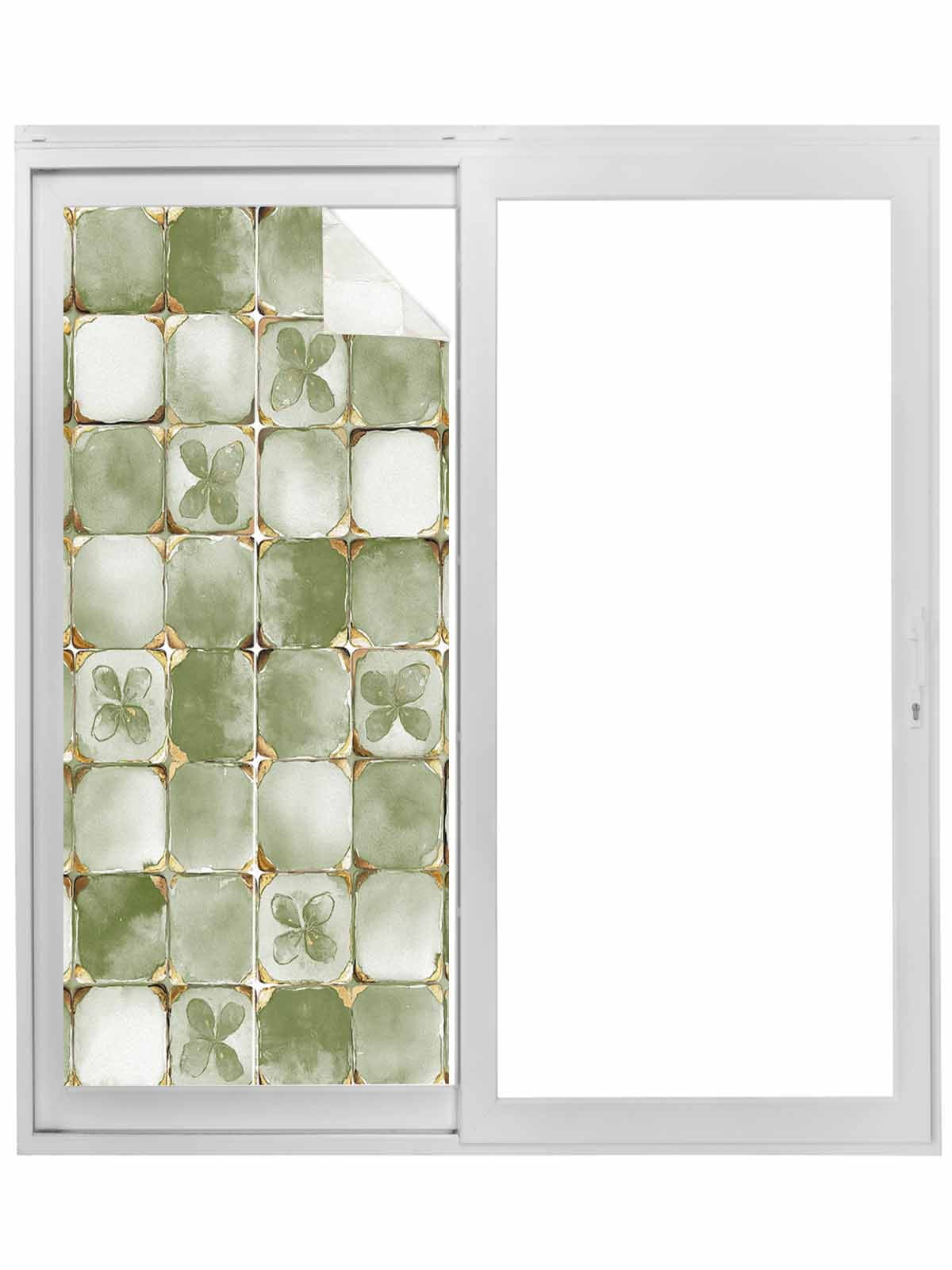 Sage Green Geometric Window Privacy Film Stained Glass Window Film ...