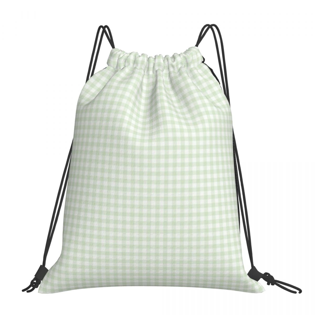 Sage Green Gingham Backpacks Casual Portable Drawstring Bags Drawstring ...